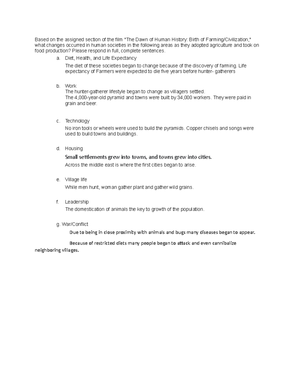 Dawn of Human History - yes - Based on the assigned section of the film ...