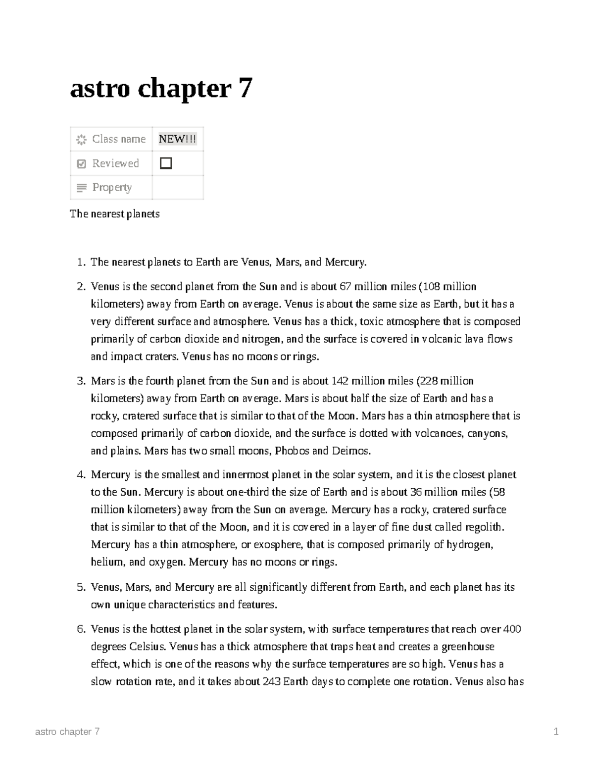 Astro chapter 7 - astro chapter 7 Class name NEW!!! Reviewed Property ...