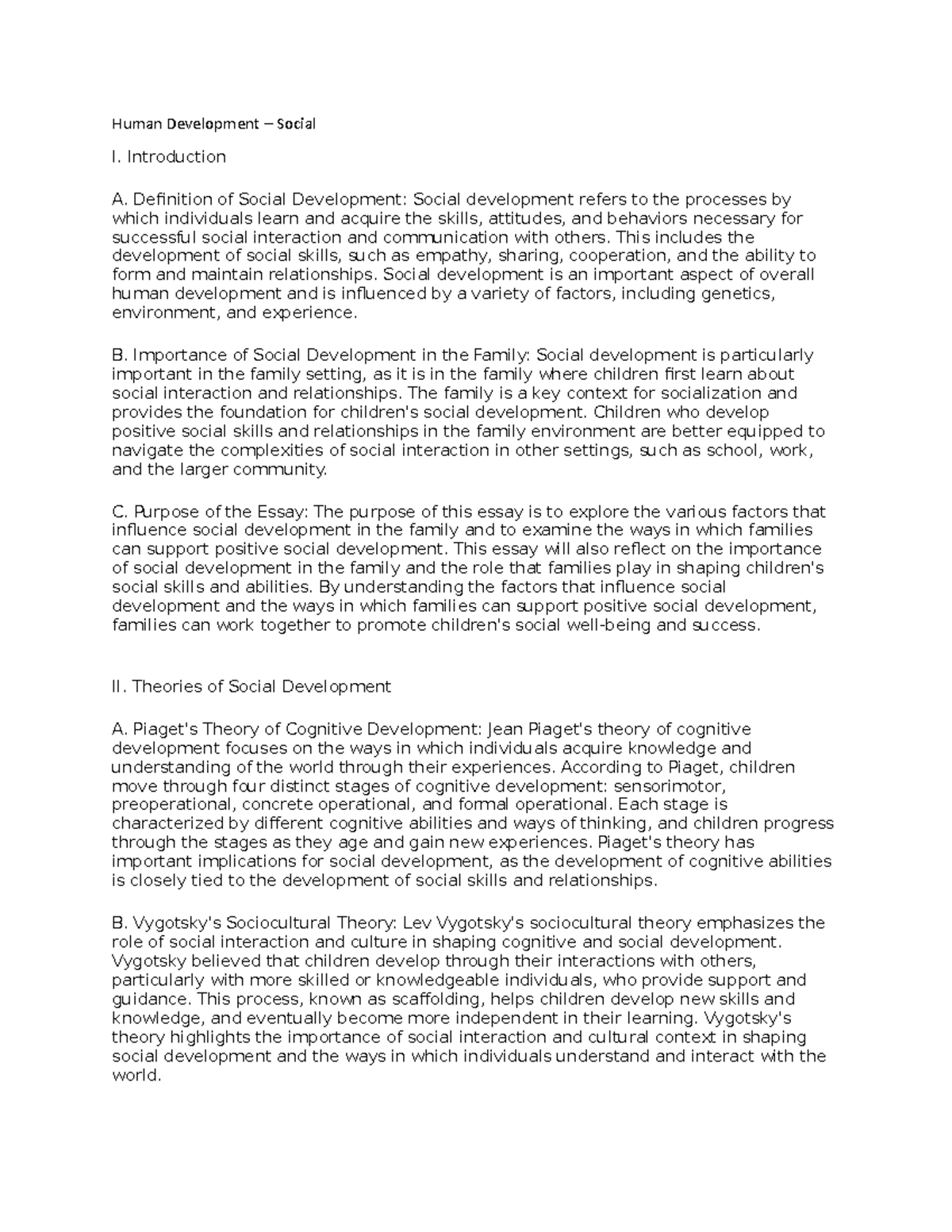 Human Development – Social - Human Development – Social I. Introduction ...