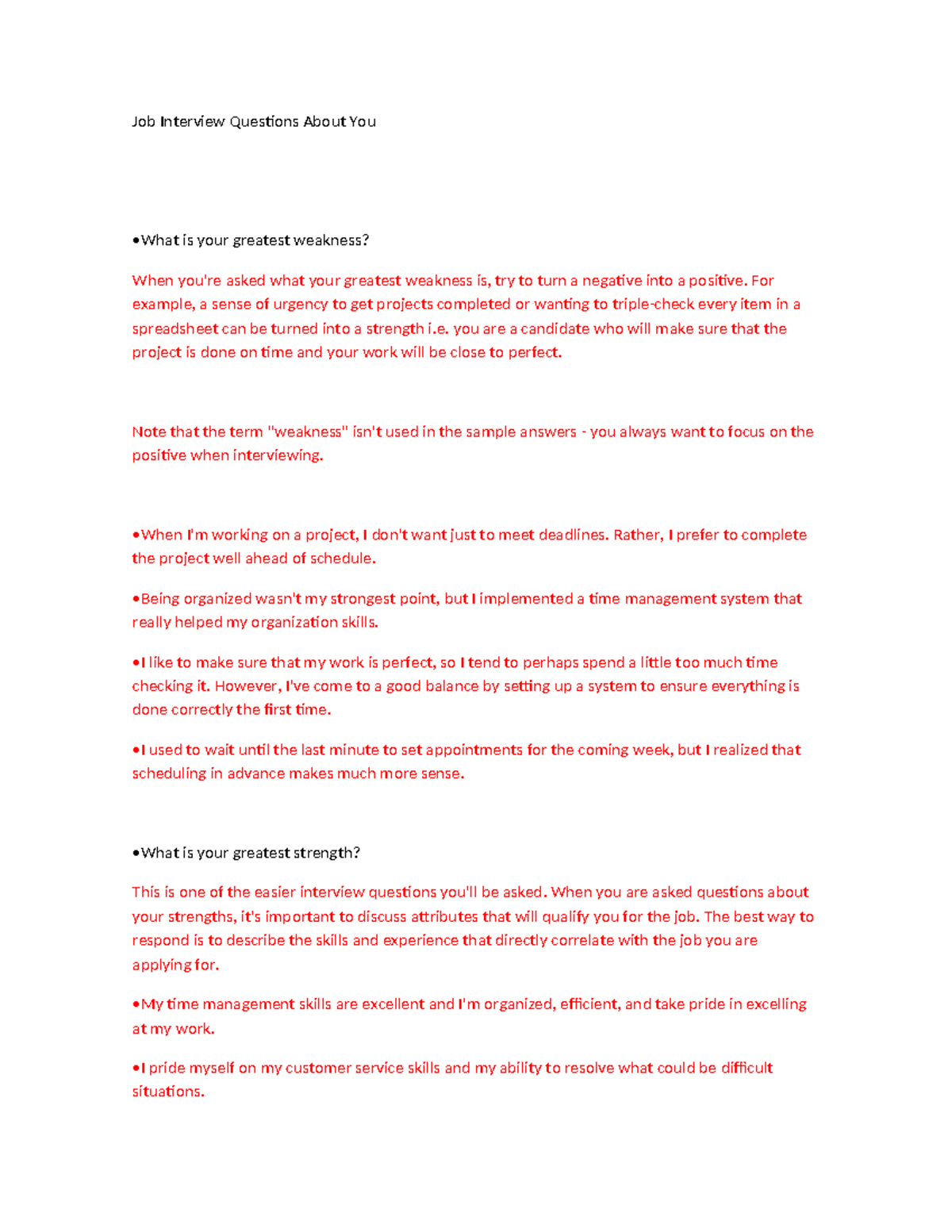 Job Interview Questions - For example, a sense of urgency to get ...