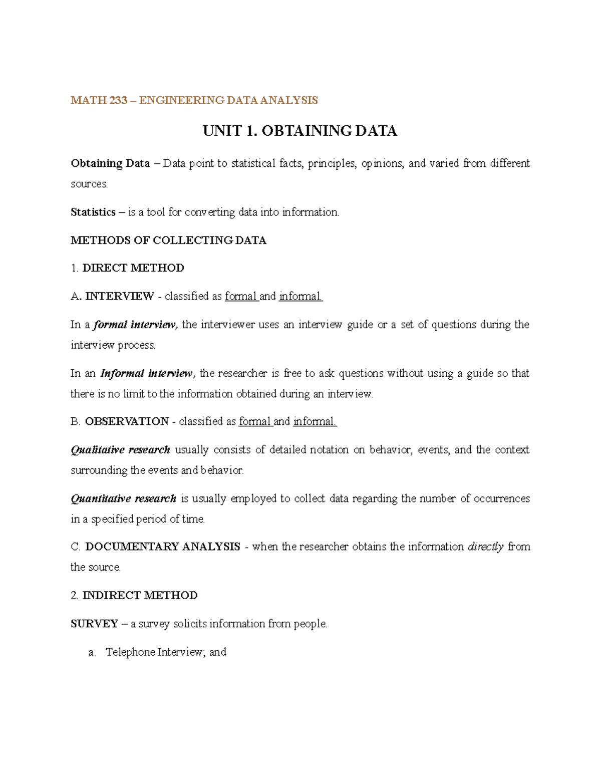 MATH-233-UNIT-1.- Obtaining-DATA 1 - MATH 233 – ENGINEERING DATA ...