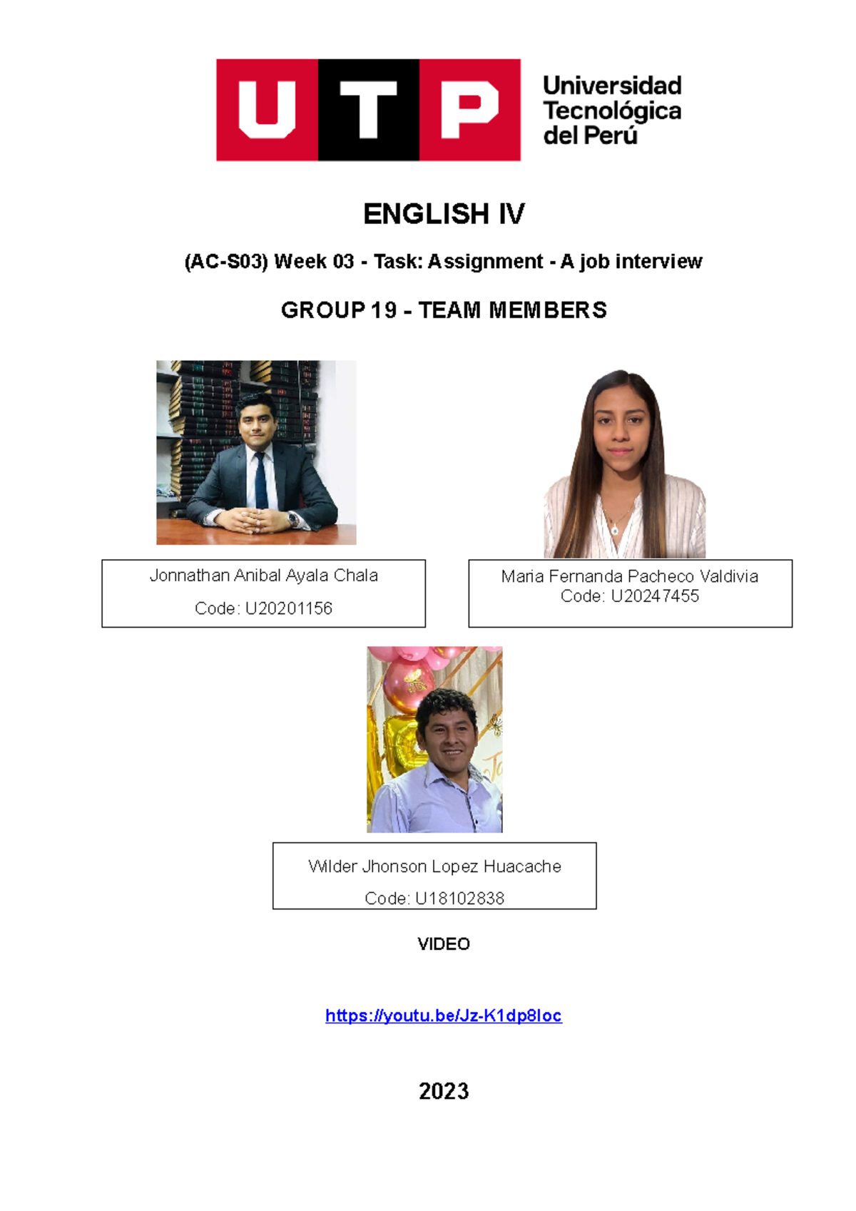 (AC-S03) Week 03 - Task: Assignment - A job interview - ENGLISH IV (AC ...