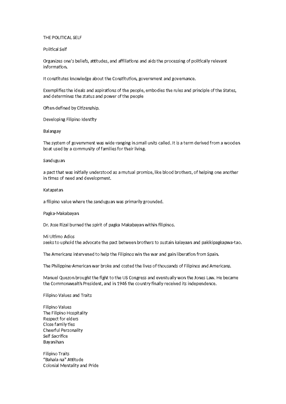 THE Political SELF - lkn - THE POLITICAL SELF Political Self Organizes ...