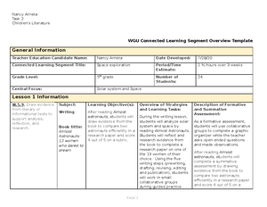 C970 Task 2 - Task 2 coursework/lesson plan for Children's Literature ...