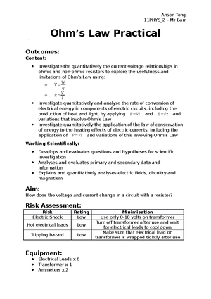 Prac 1 Ticker Tape Experiment - Ticker tape experiment Outcomes ...
