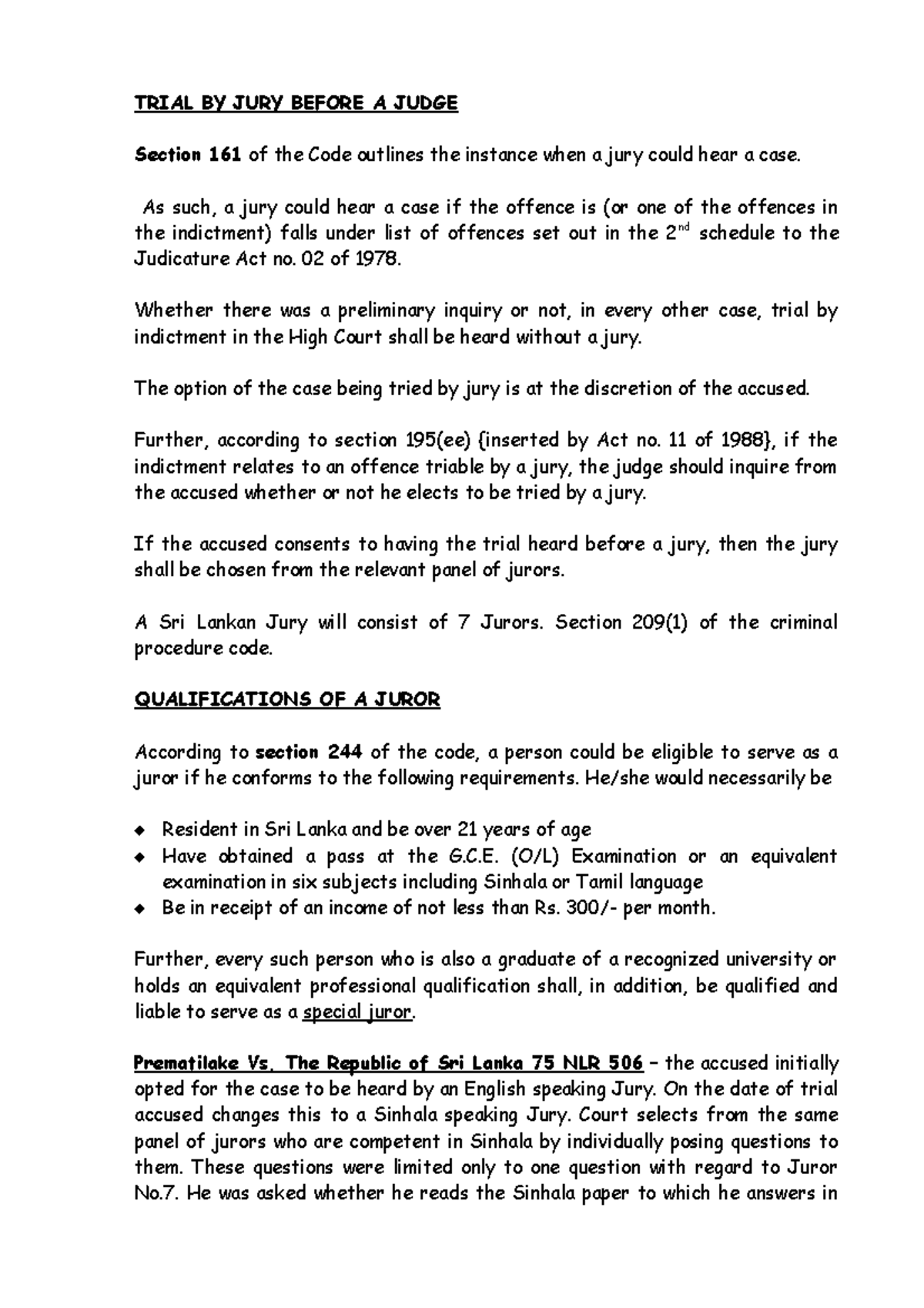 Jury Trials 13 - Lecture notes 1 - TRIAL BY JURY BEFORE A JUDGE Section ...