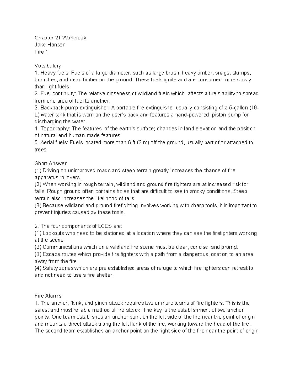 Chapter 21 Workbook - Chapter 21 Workbook Jake Hansen Fire 1 Vocabulary ...