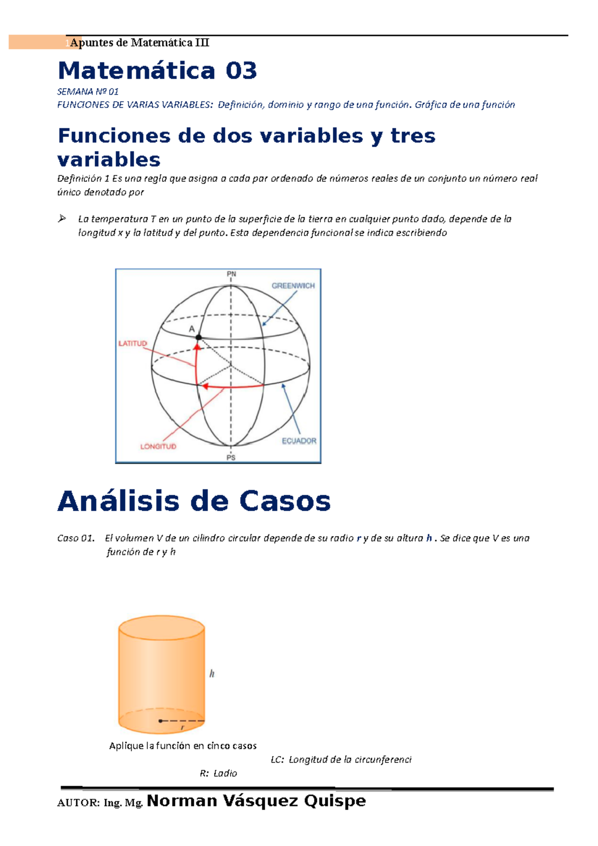 SA01 Apuntes Func Multiva - Matemática 03 SEMANA Nº 01 ...