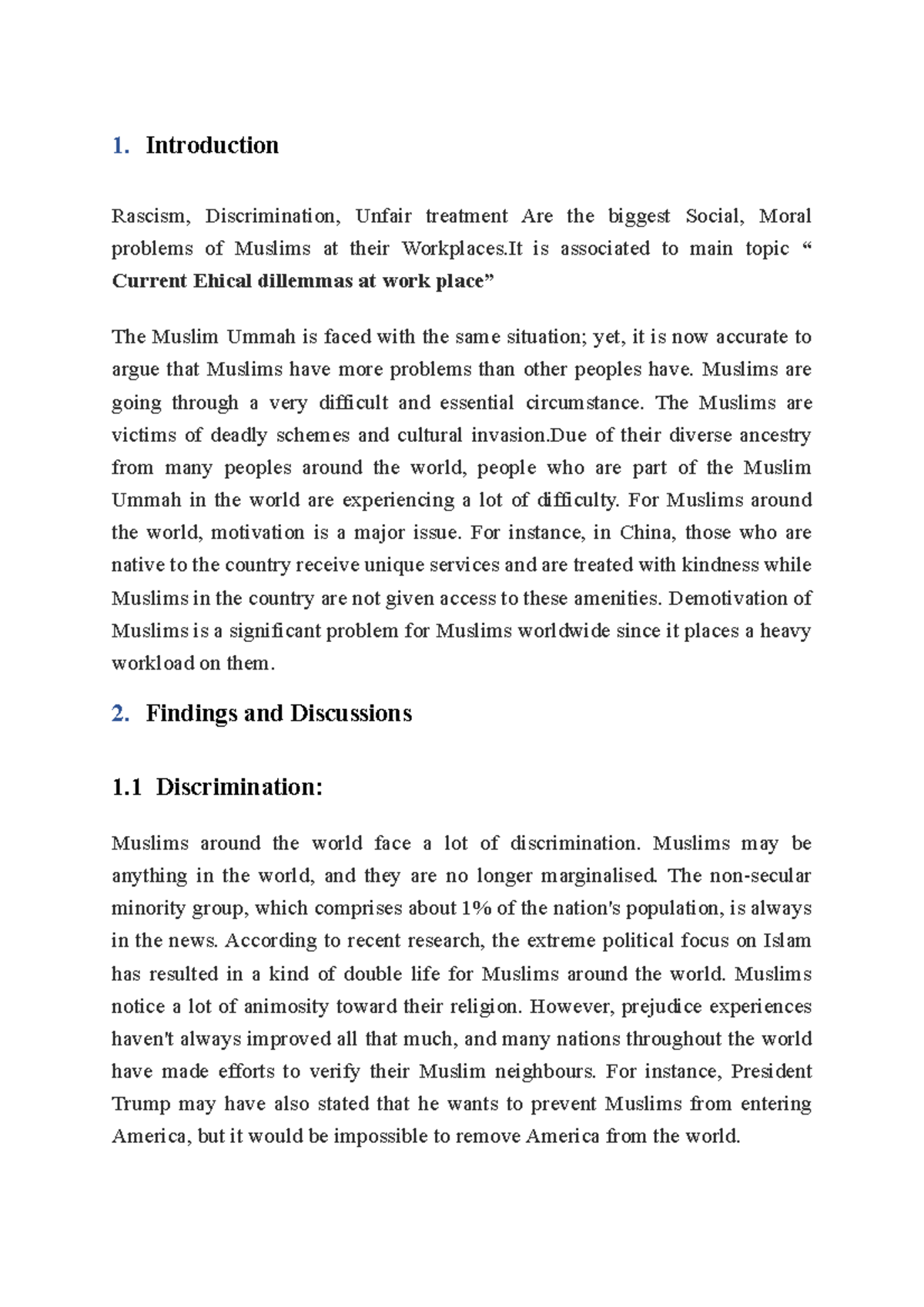 Assignment 4 4 - 1. Introduction Rascism, Discrimination, Unfair ...