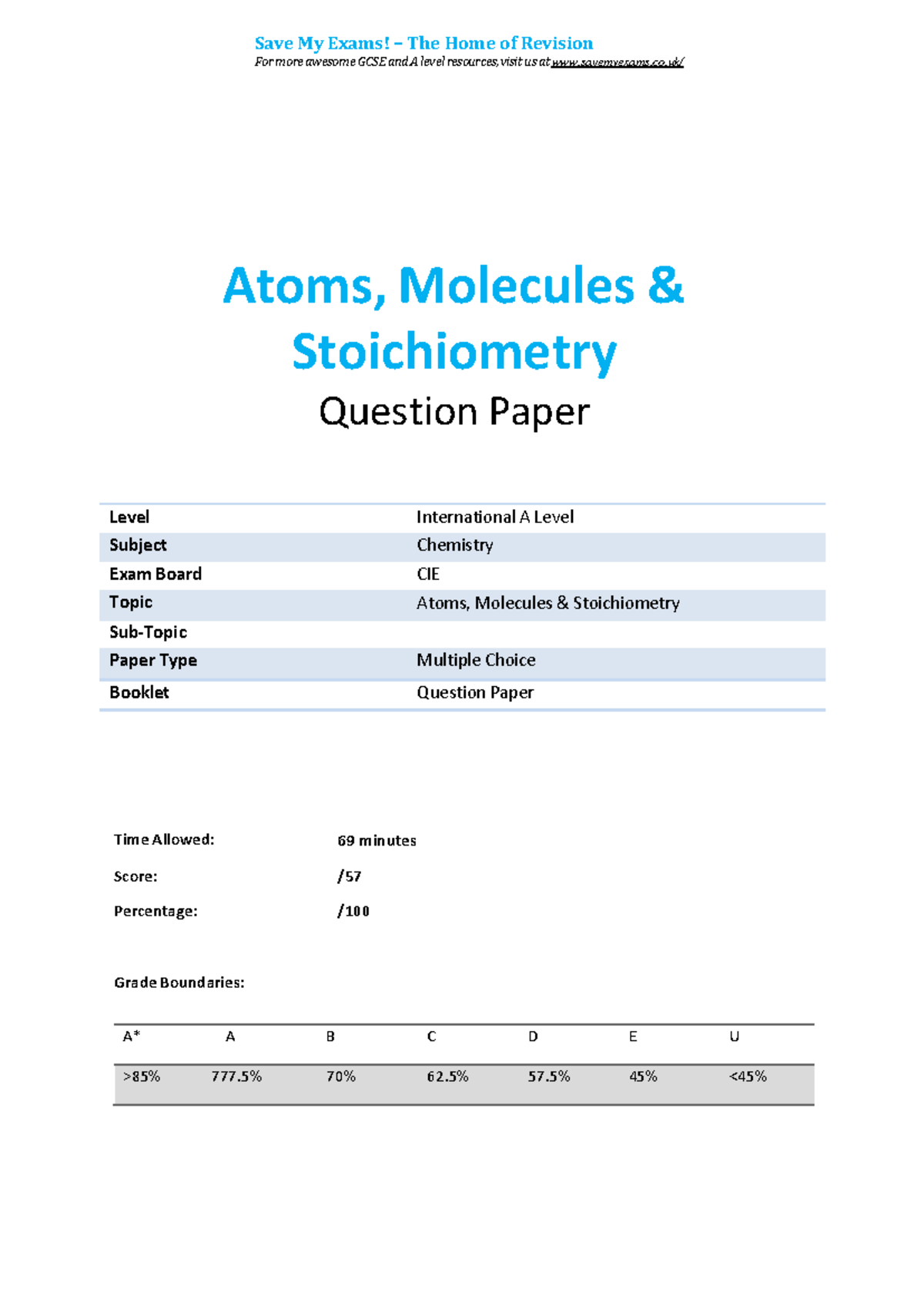1-atoms molecules stoichiometry- ial-cie-chemistry -qp - For more ...