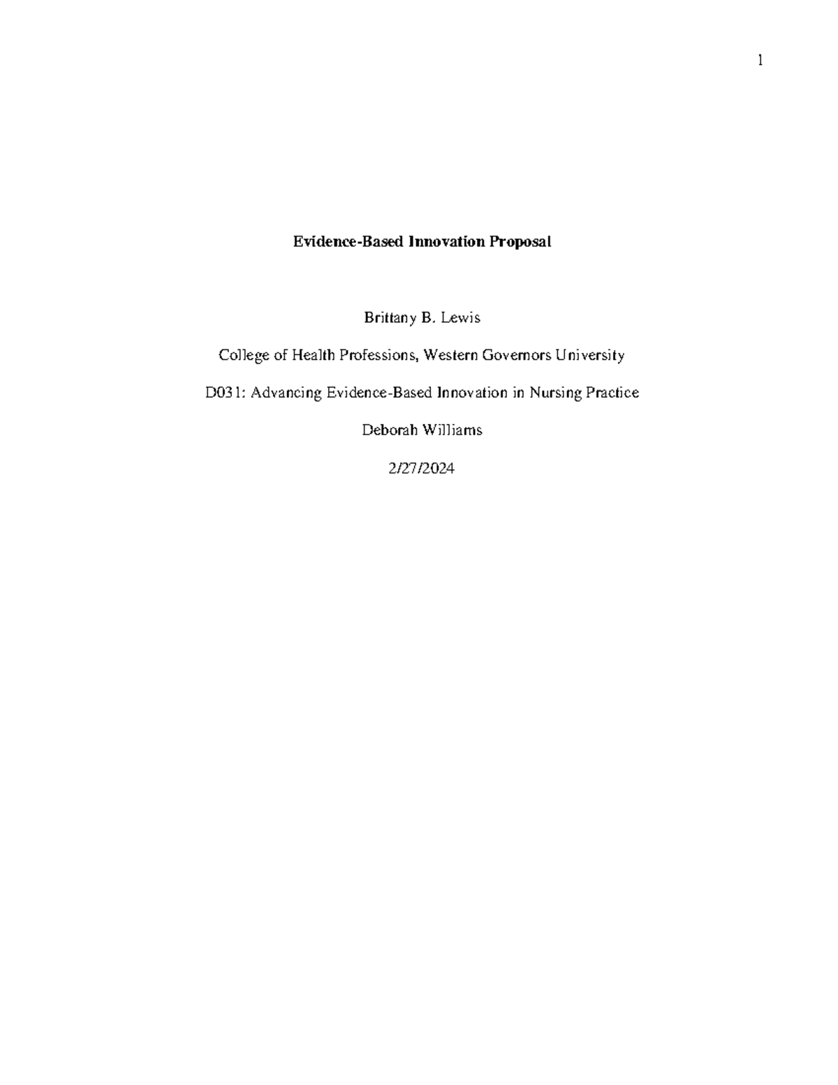 Evidence-Based Innovation Plan Template - Evidence-Based Innovation ...