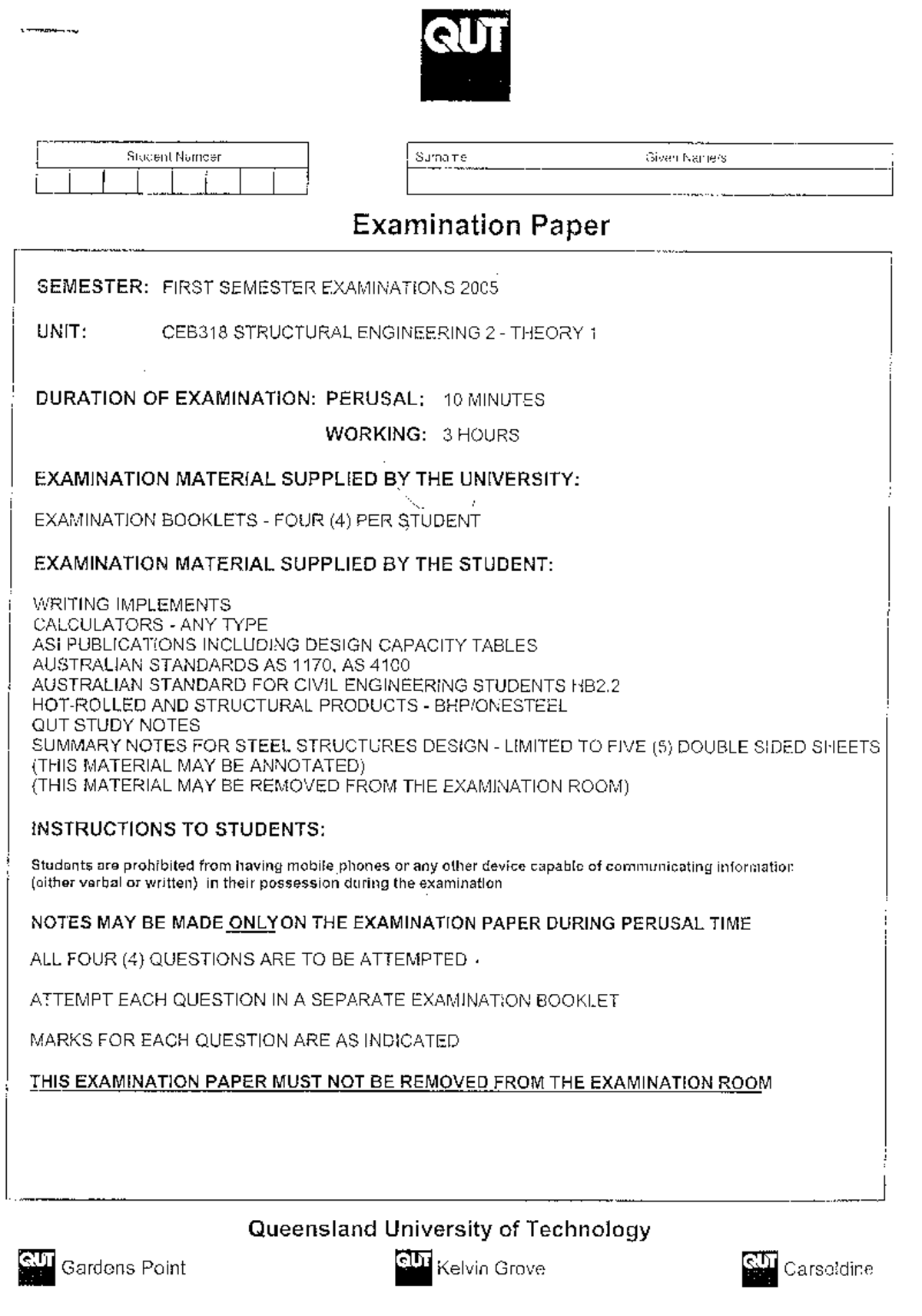 Exam 6 April 2016, questions - Student Number I Surname Given ...