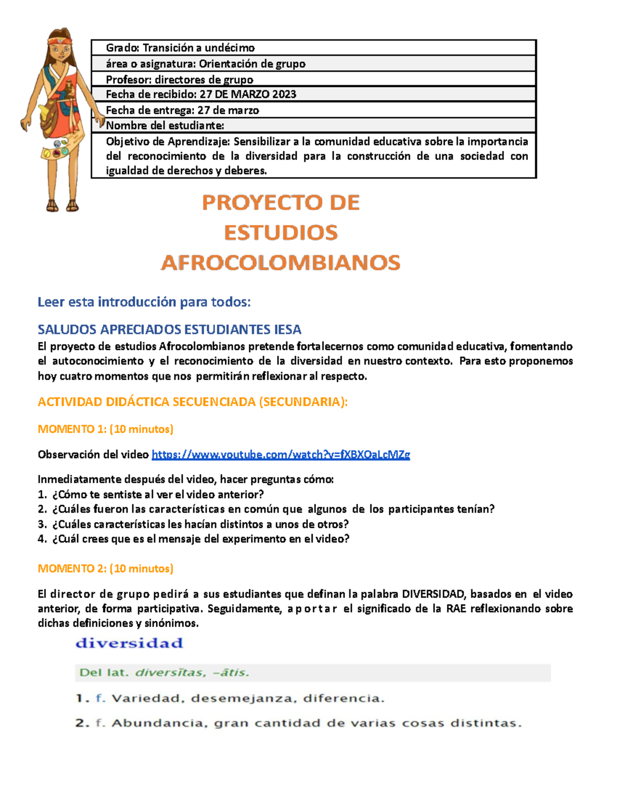 Guía Estudios Afrocolombianos D - Grado: Transición a undécimo área o ...