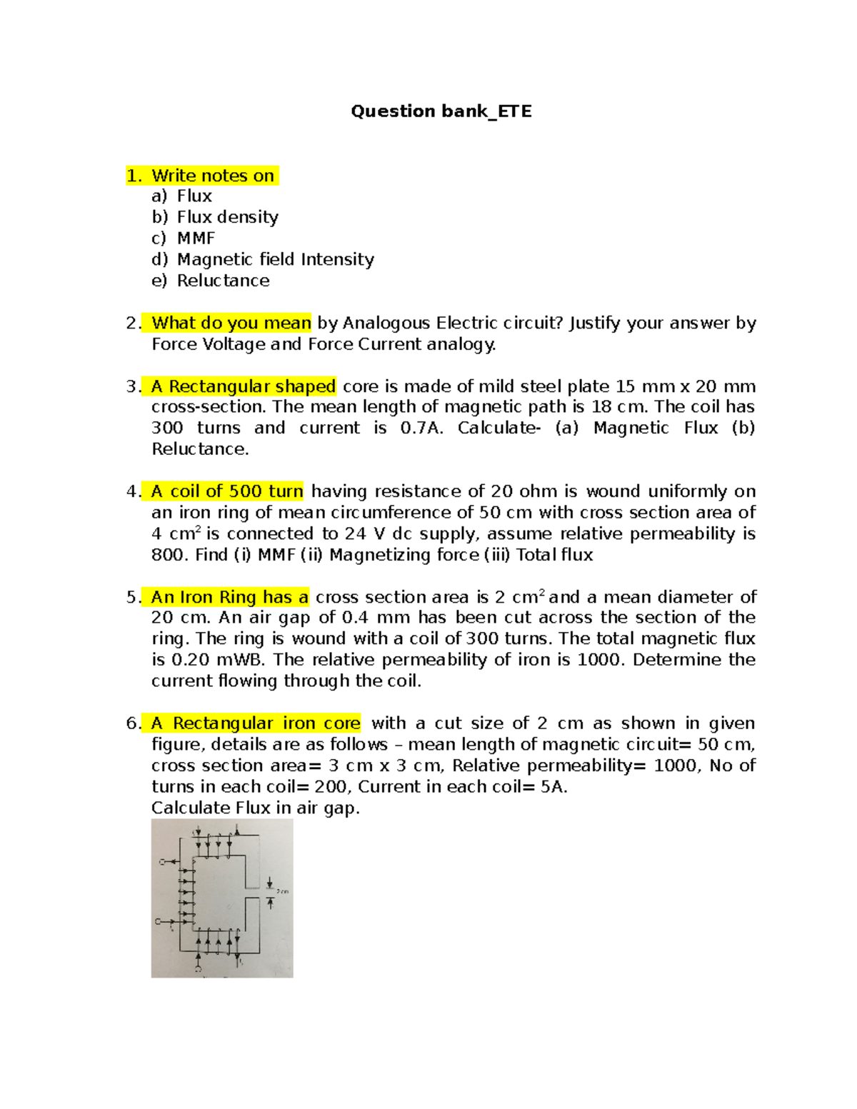 BEEE Question BANK - Question bank_ETE Write notes on a) Flux b) Flux ...