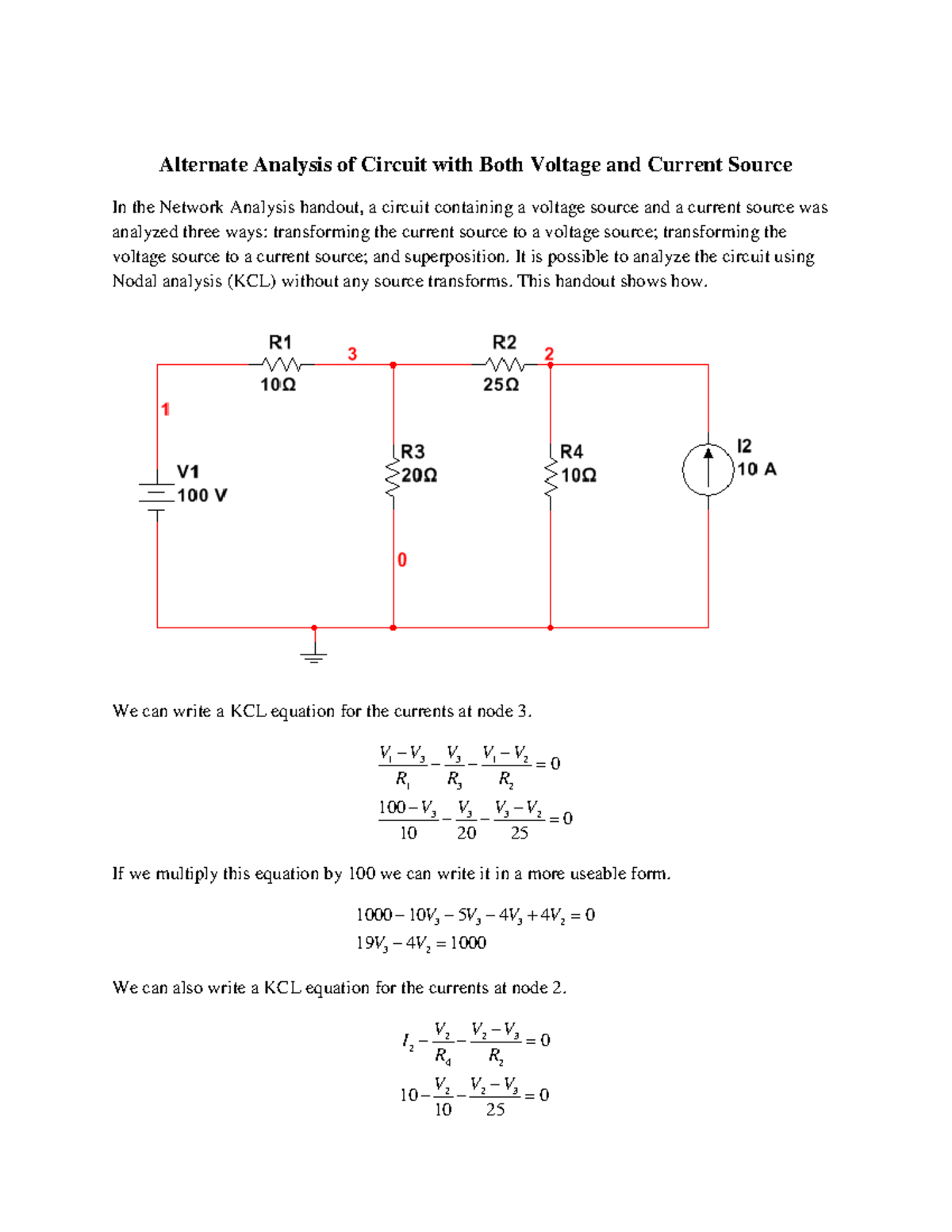Network Analysis 2 - Lecture notes 2 - Alternate Analysis of Circuit ...