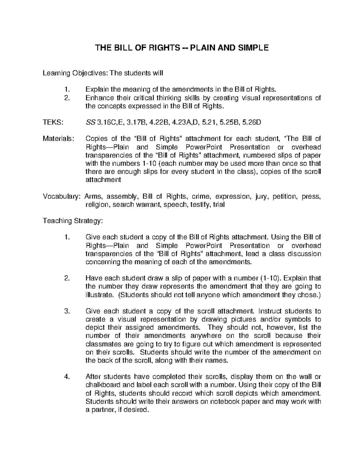 The Billof Rights Plain and Simple Aldridge - THE BILL OF RIGHTS ...