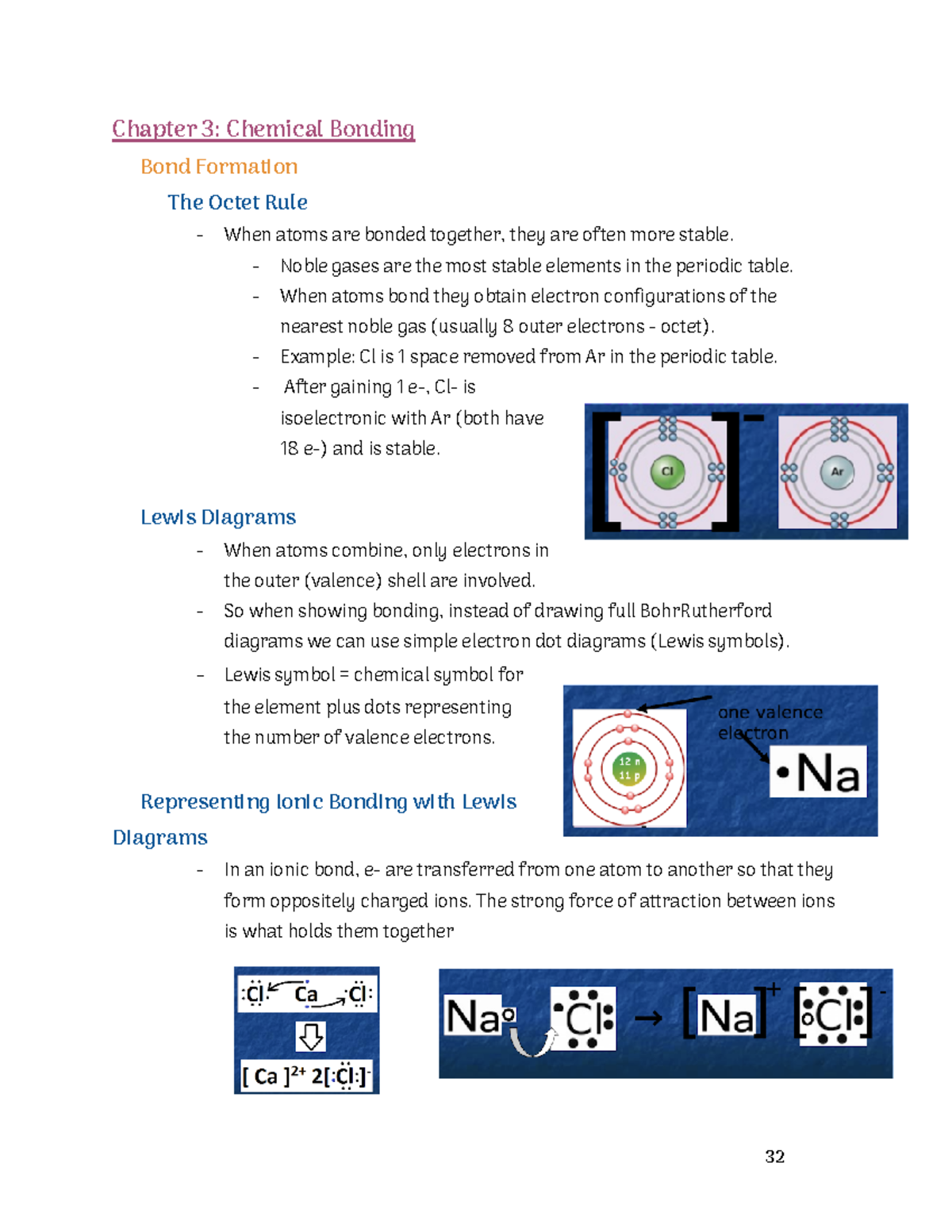 32 - ignore. - Chapter 3: Chemical Bonding Bond Formation The Octet ...