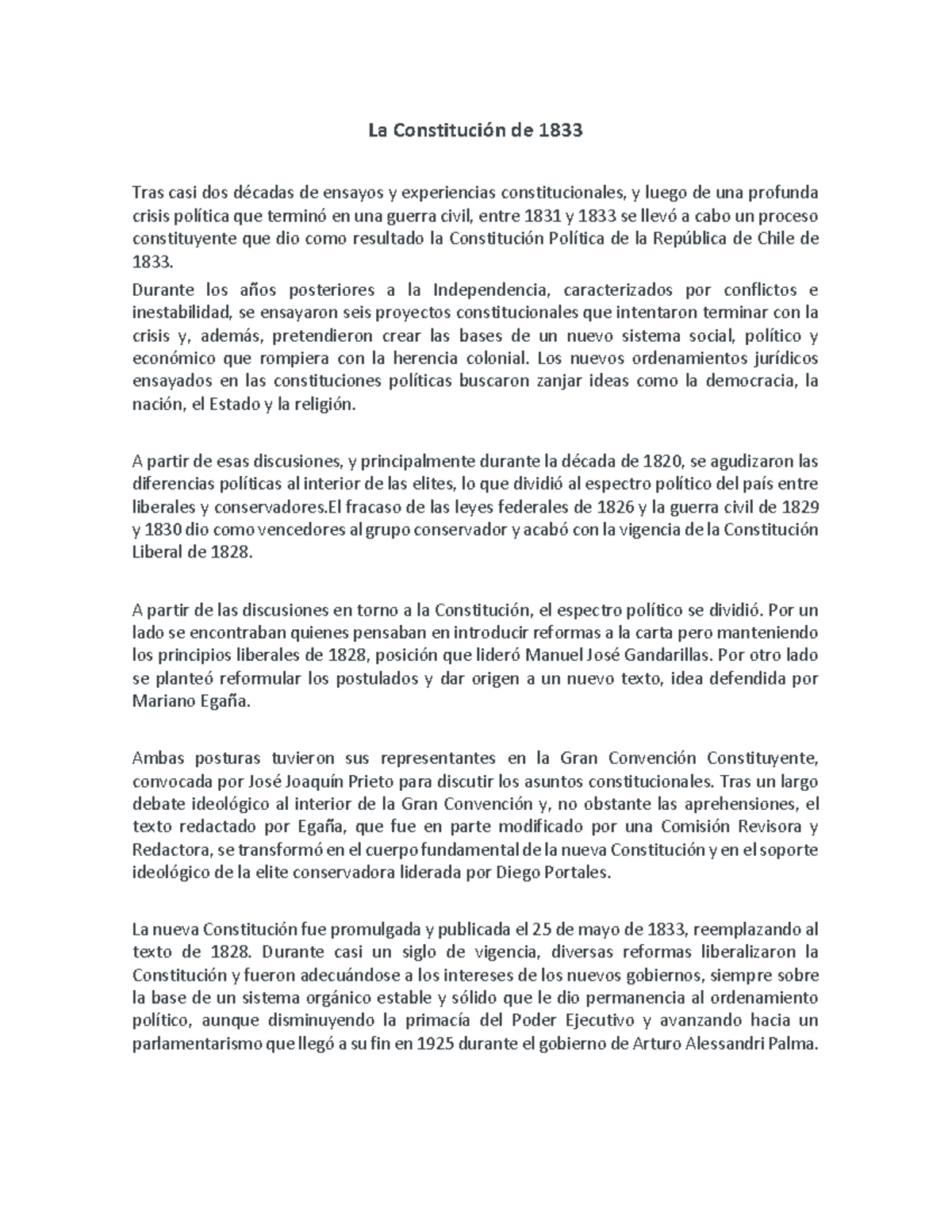 La Constitución de 1833 - Durante los años posteriores a la ...