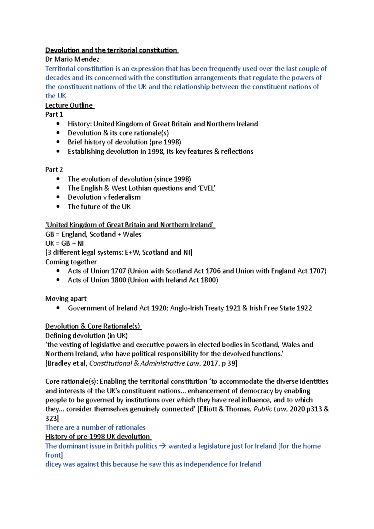 Devolution and the territorial constitution - ’ [Bradley et al, Constitutional & Administrative ...