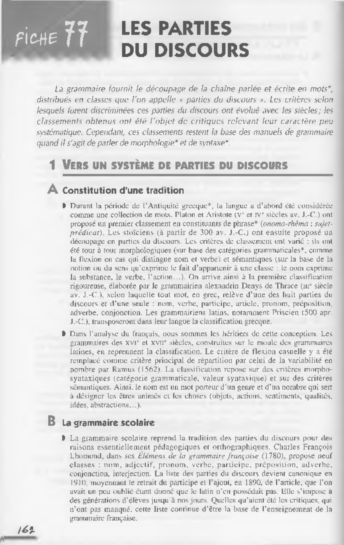 La linguistique - 77 - les parties du discours - f i w n L E S P A R T ...
