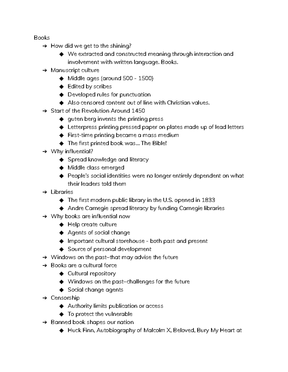 Books - Prof Holstead notes from lecture - Books How did we get to the ...