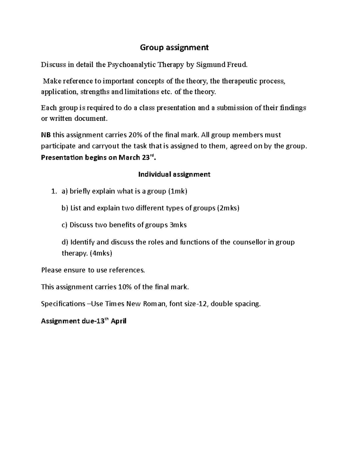Assignments - phycology psyc241 - Group assignment Discuss in detail ...