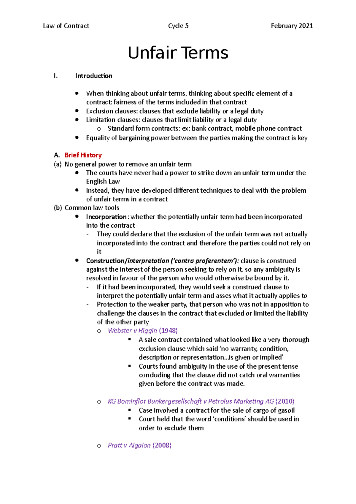 Unfair Terms - Cycle 5 - Unfair Terms I. Introduction When thinking ...