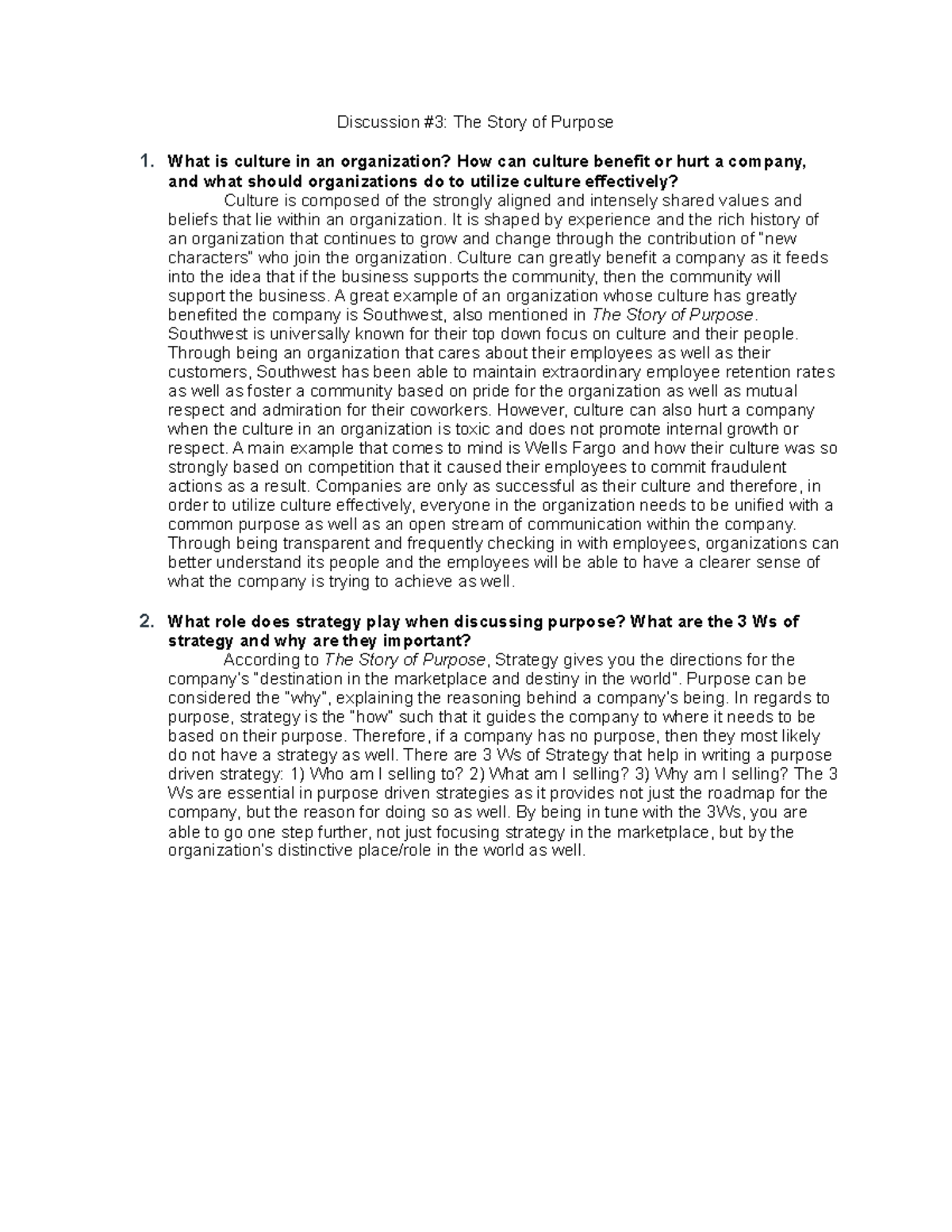Discussion #3 The Story of Purpose - Discussion #3: The Story of ...