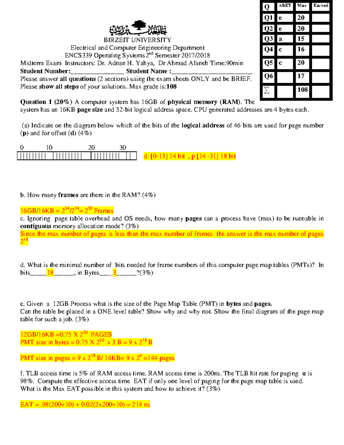 Mid2 - Midterm exam for the operating system course - BIRZEIT ...
