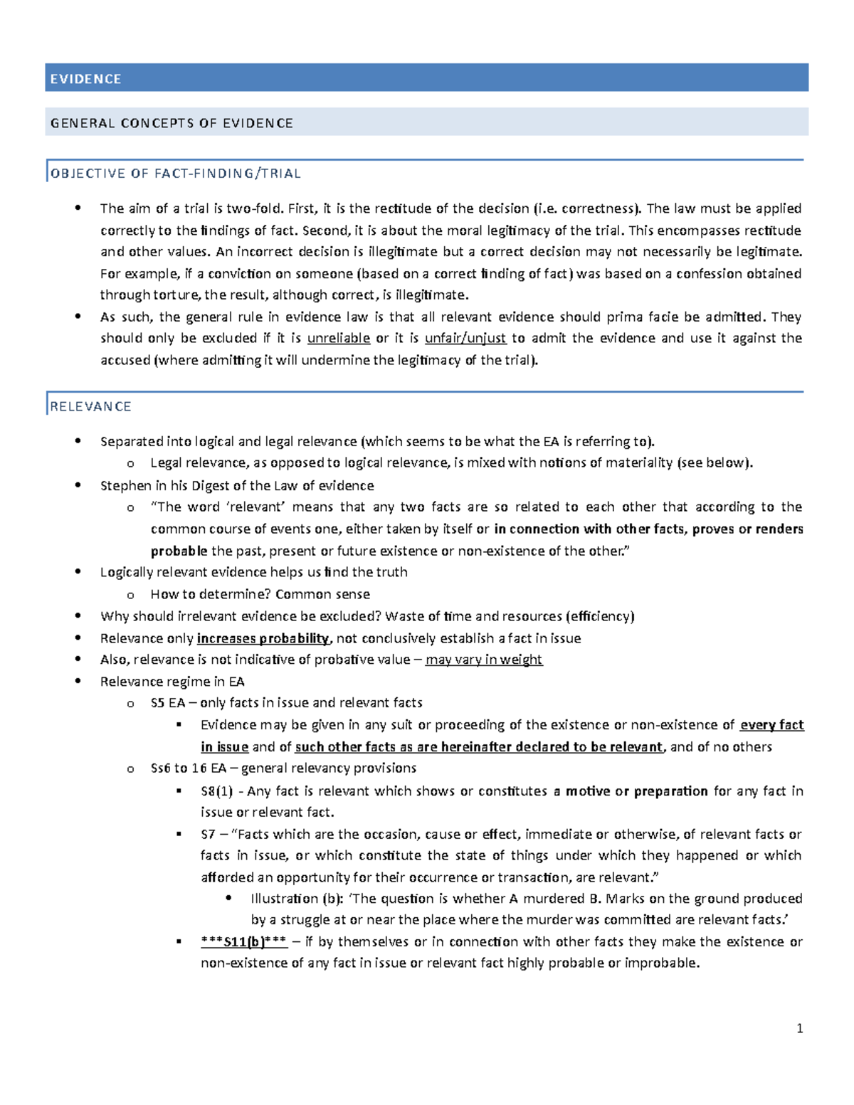Evidence Exam Notes (Basic Guideline) - EVIDENCE GENERAL CONCEPTS OF ...