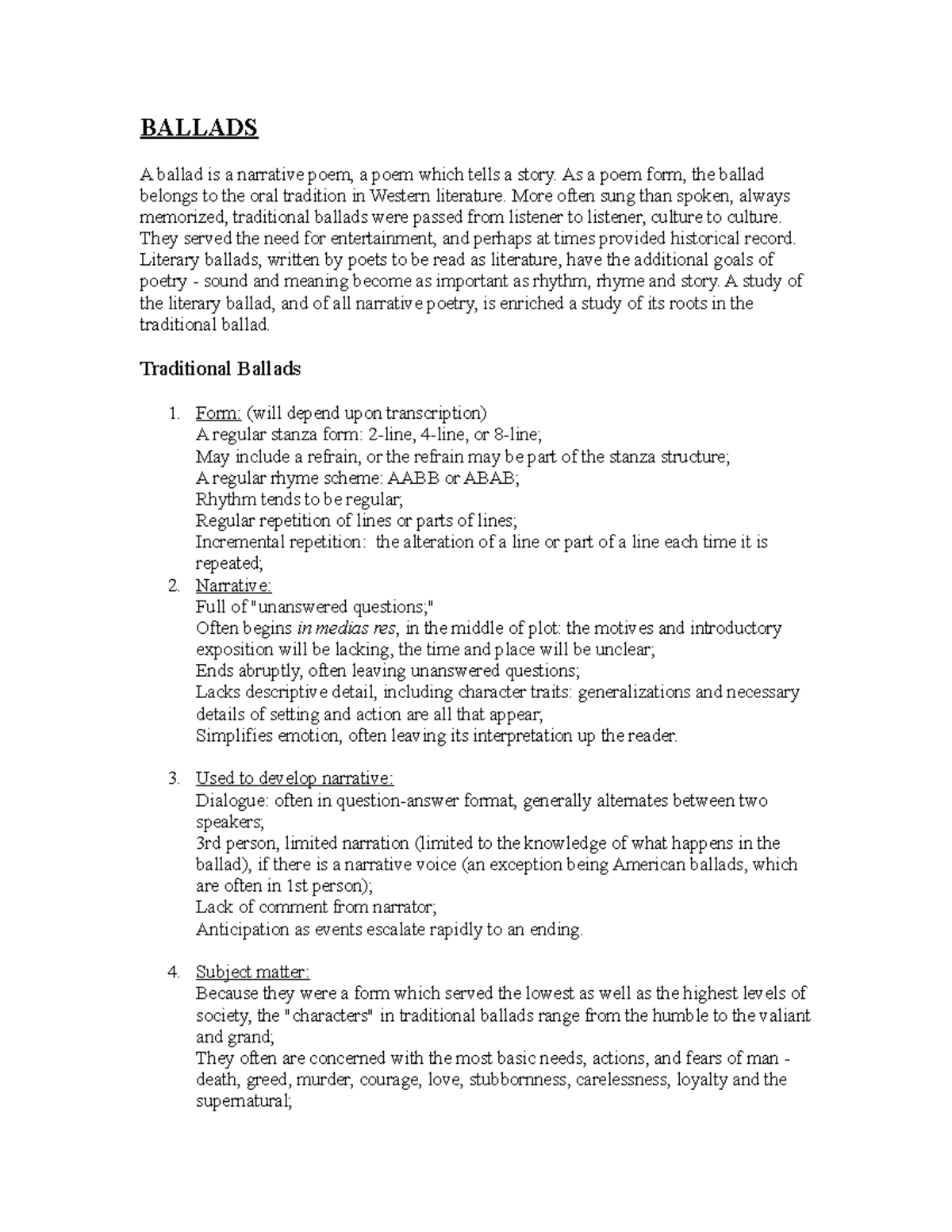 Ballads - Learning about Ballard - BALLADS A ballad is a narrative poem ...