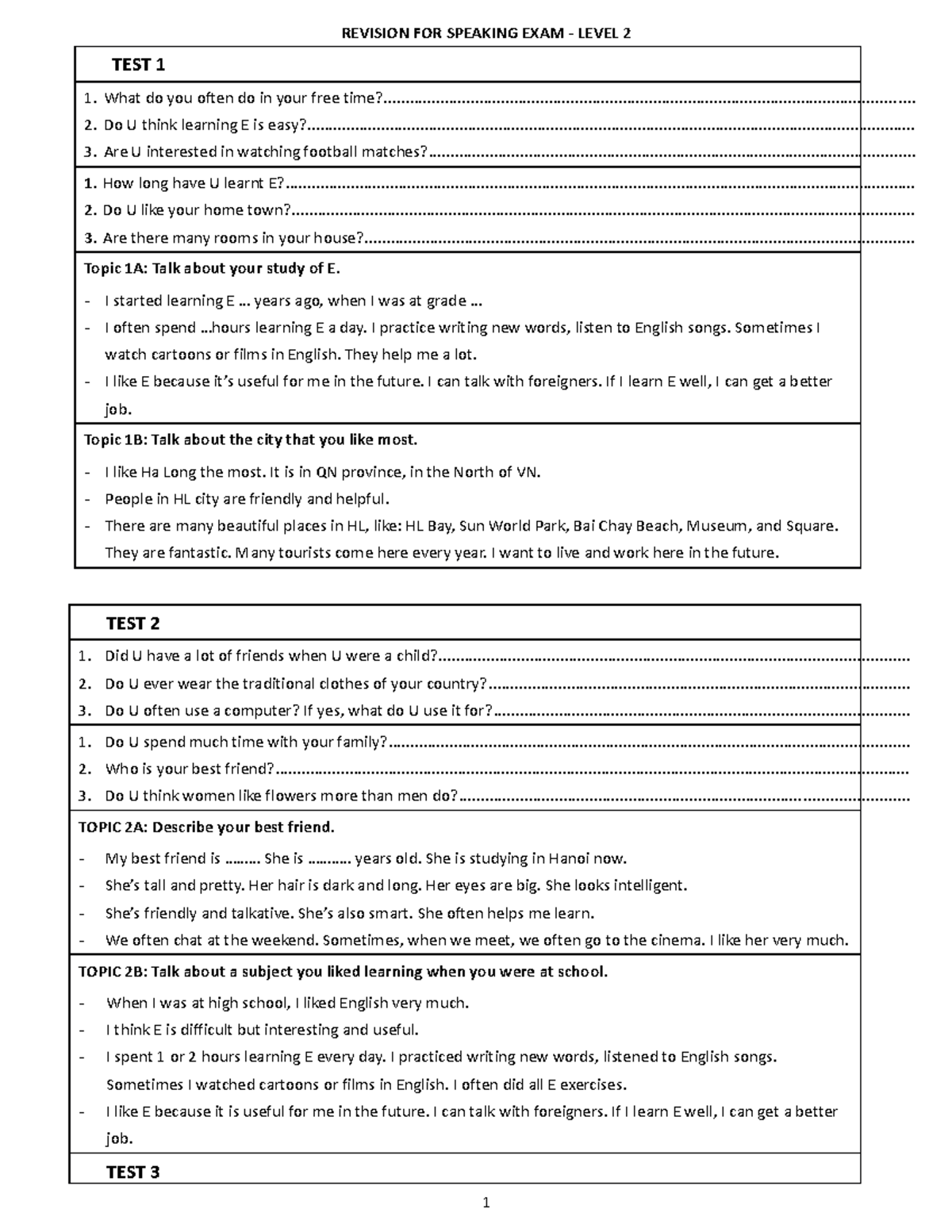 Speaking 1-4 - Không sao chép khi không được tác giả cấp phép ...