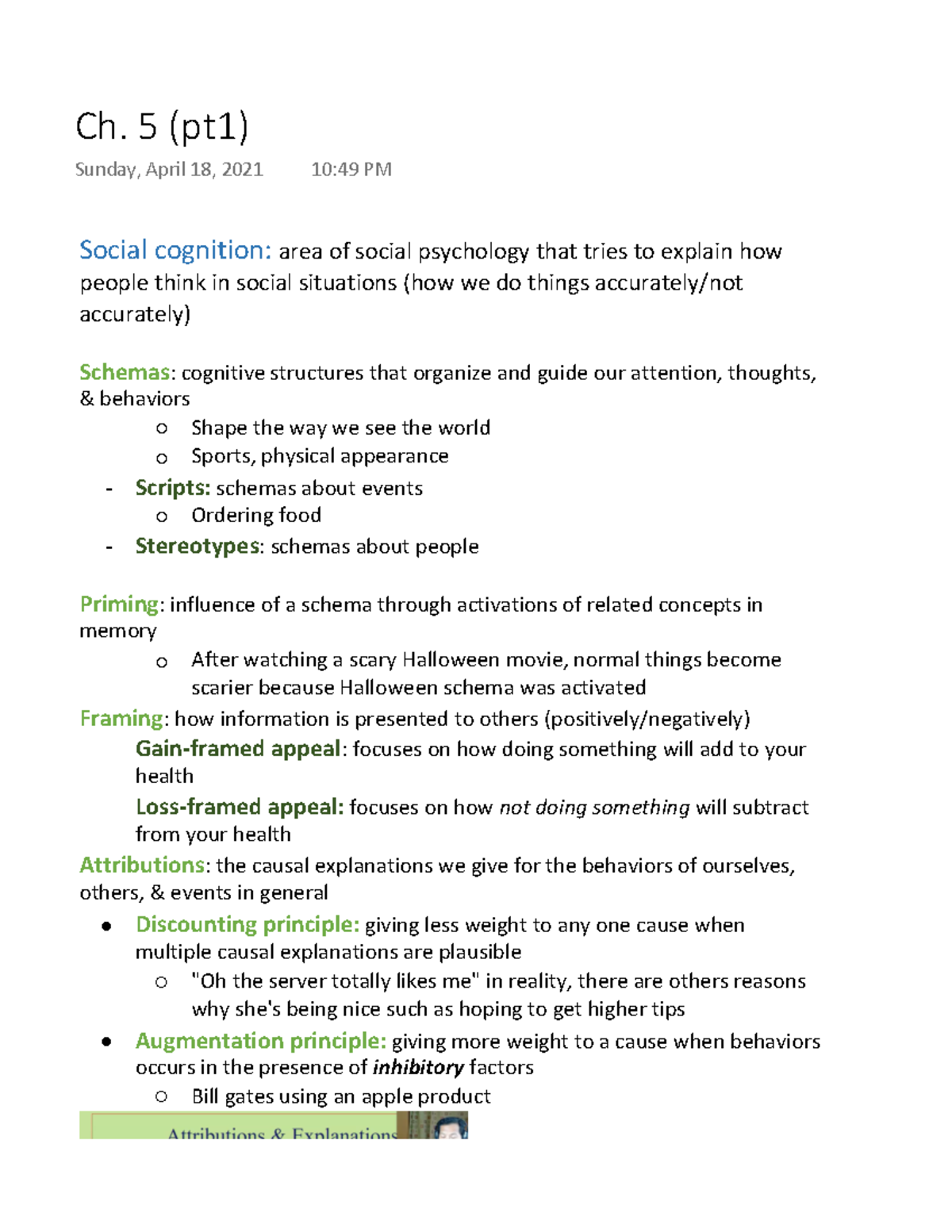 Ch. 5 (pt1) - Social Cognition Lecture notes - Social cognition: area ...