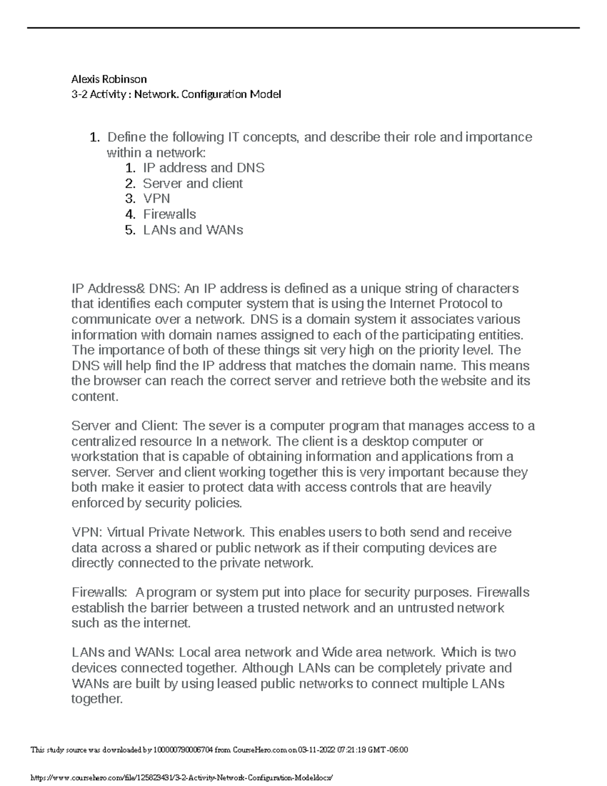 IT 200 3 2 Activity Network Configuration Model - Alexis Robinson 3-2 ...