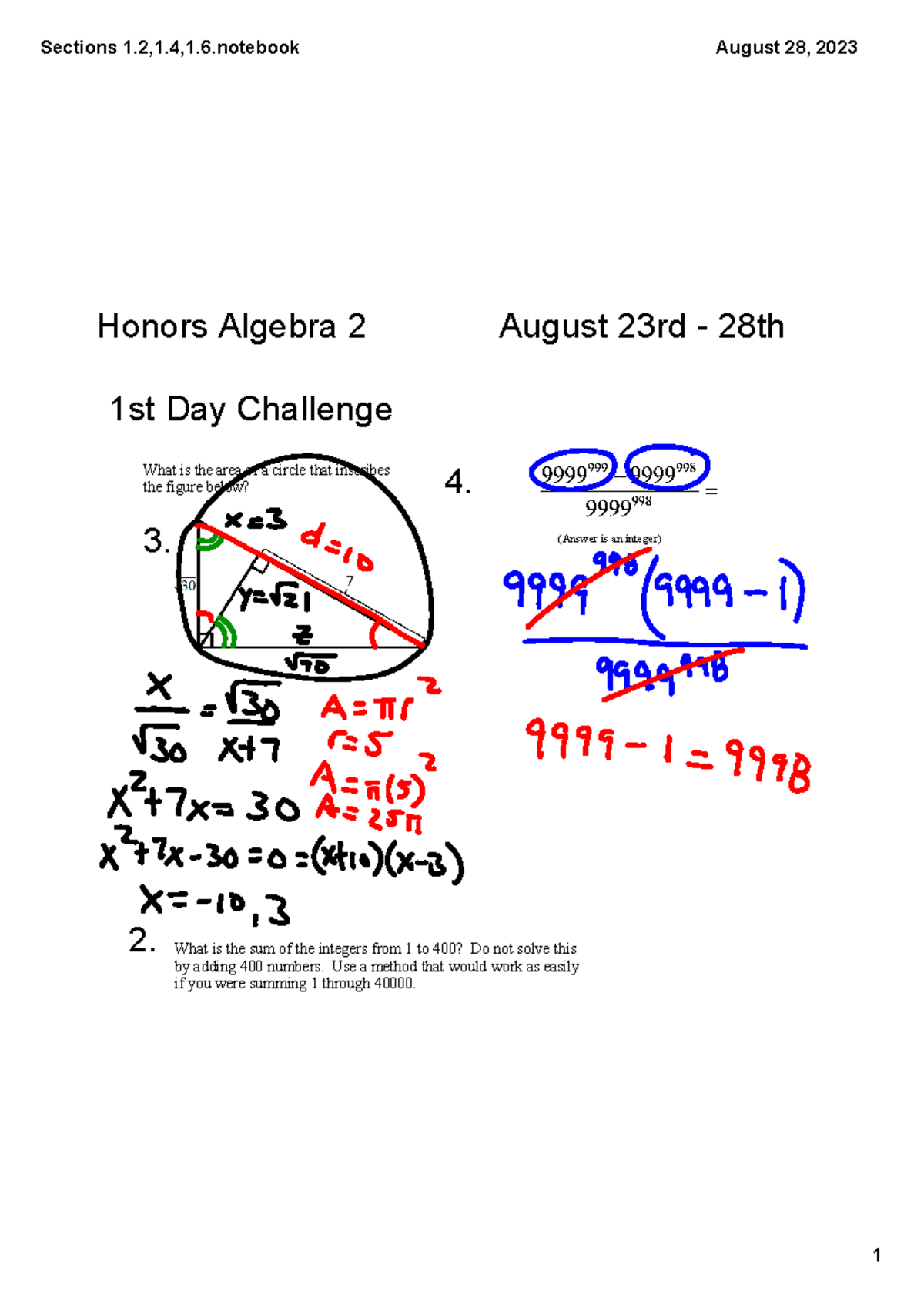 Section+1.2,+1 - Unit 1 of Algebra 2 Honors at Langley High School FCPS ...