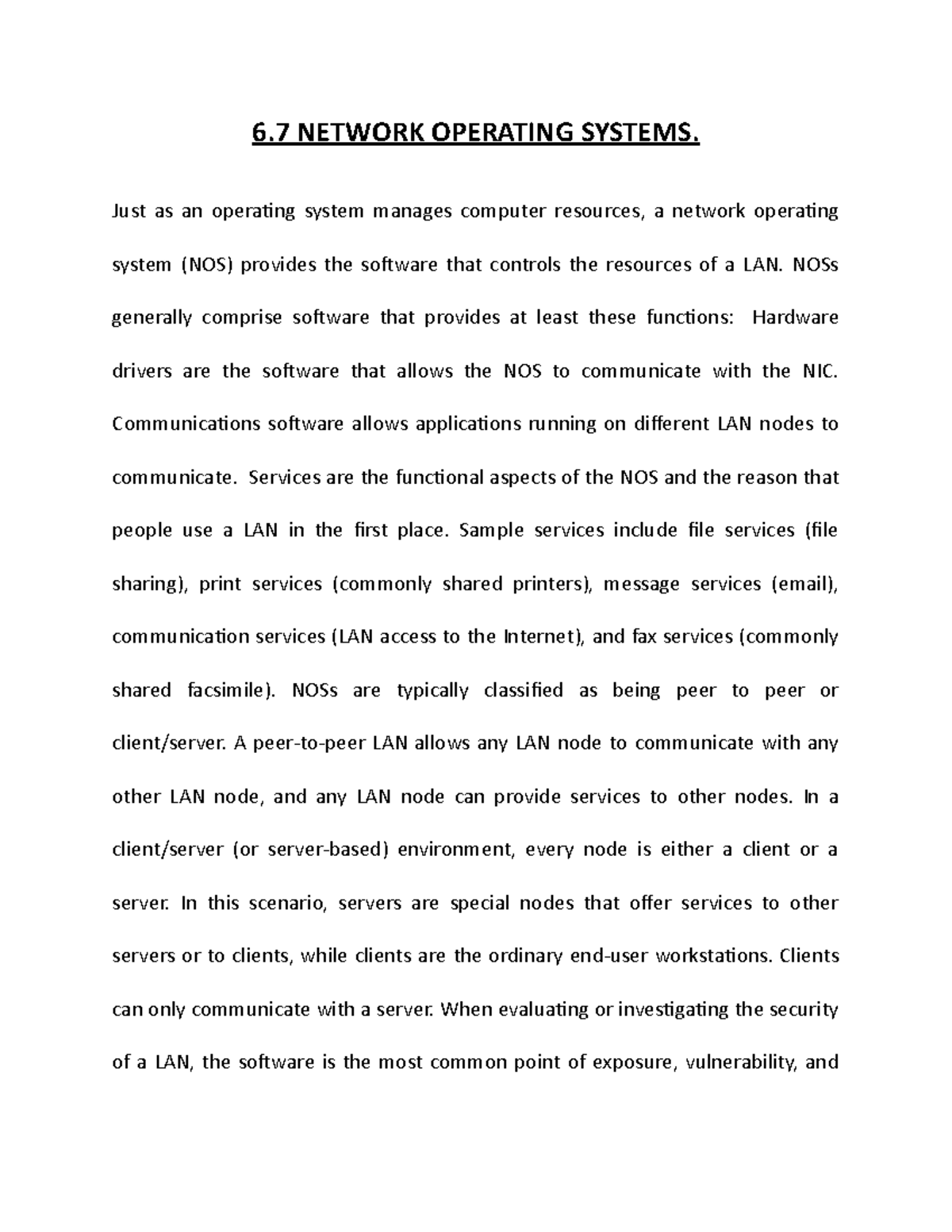 Network Operating Systems - 6 NETWORK OPERATING SYSTEMS. Just as an ...
