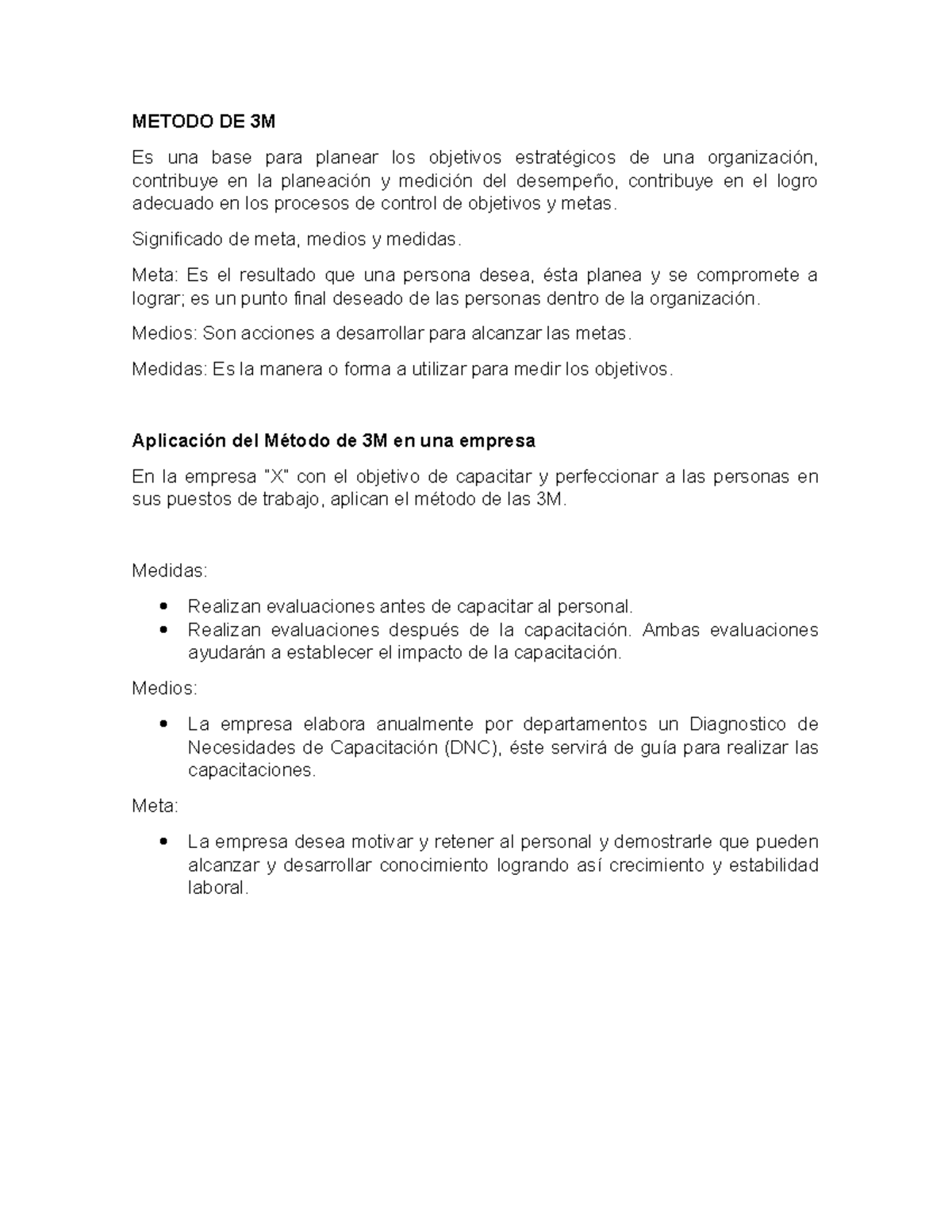 Metodo DE 3M - ejercicio de 3M - METODO DE 3M Es una base para planear ...