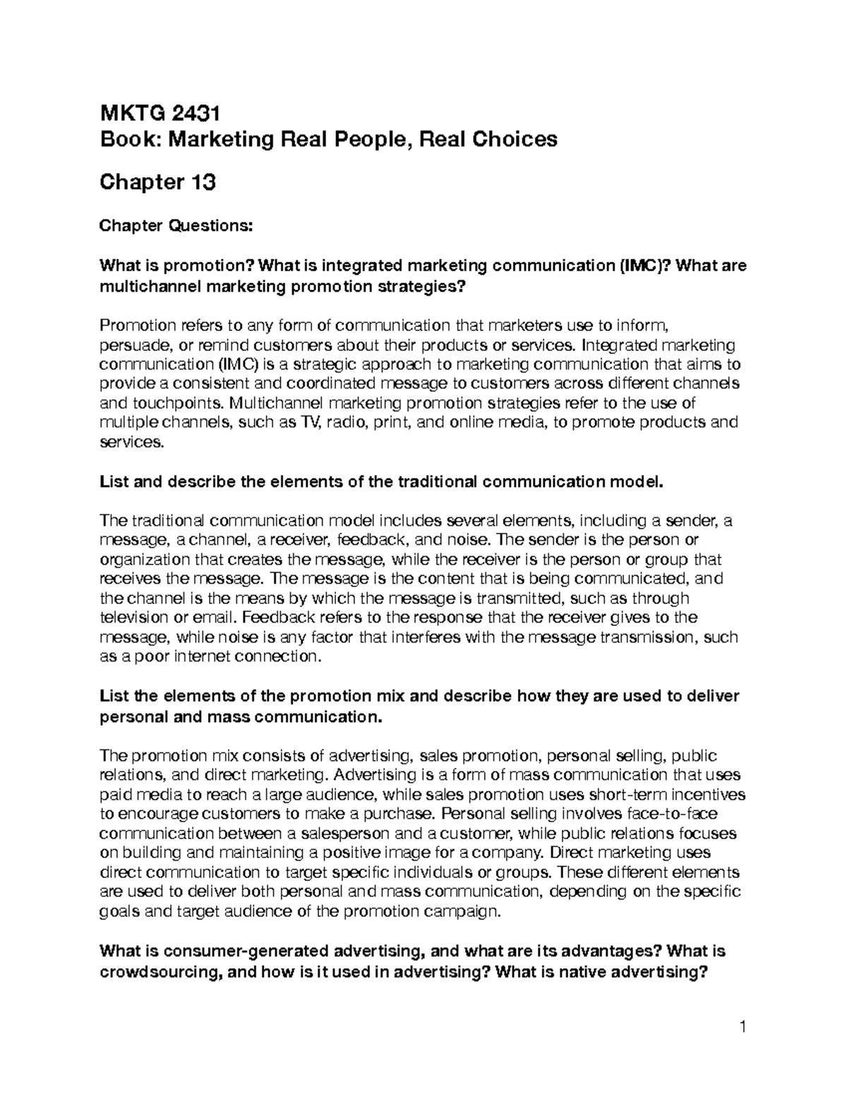 MKTG 2431 - Chapter 13 - MKTG 2431 Book: Marketing Real People, Real ...