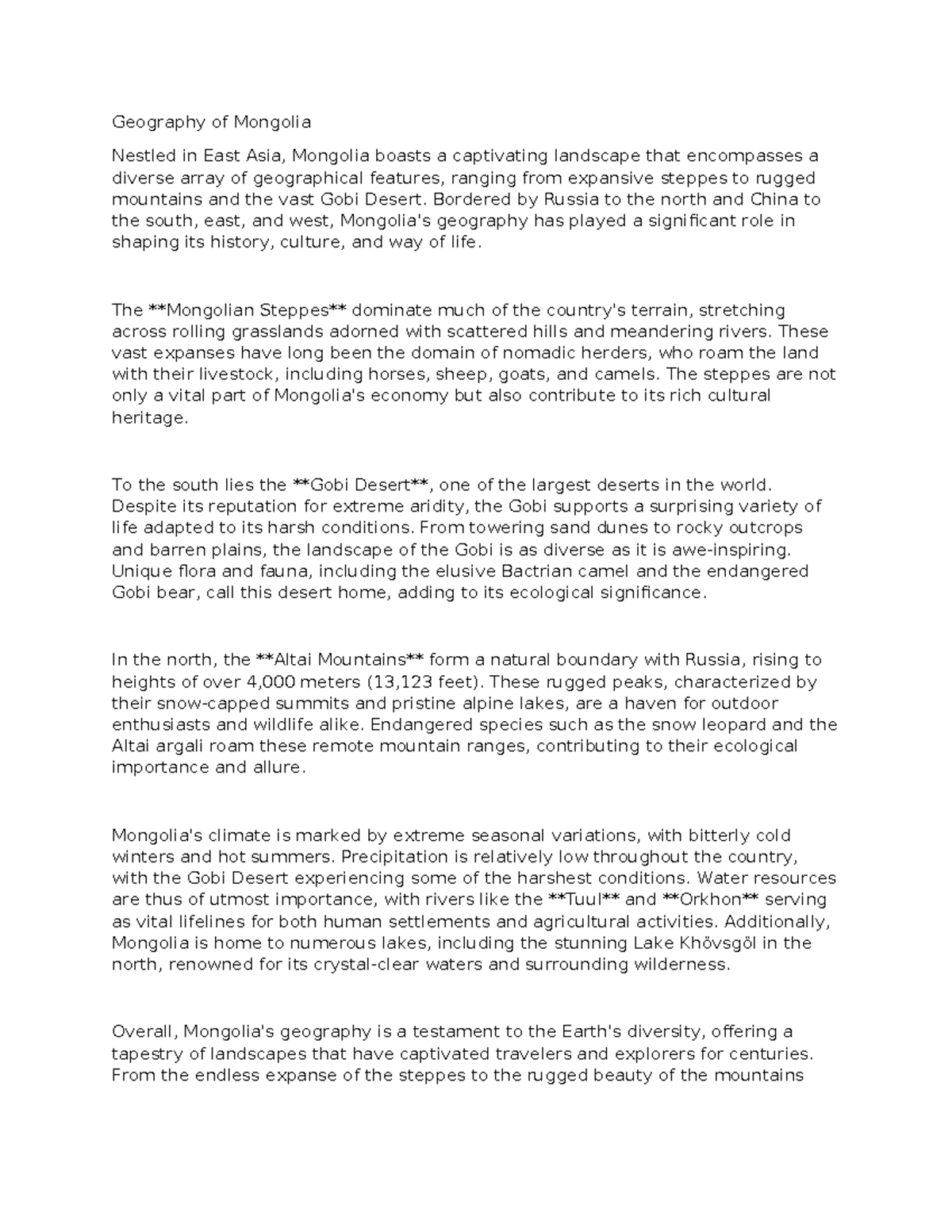 Geography of Mongolia - Geography of Mongolia Nestled in East Asia ...