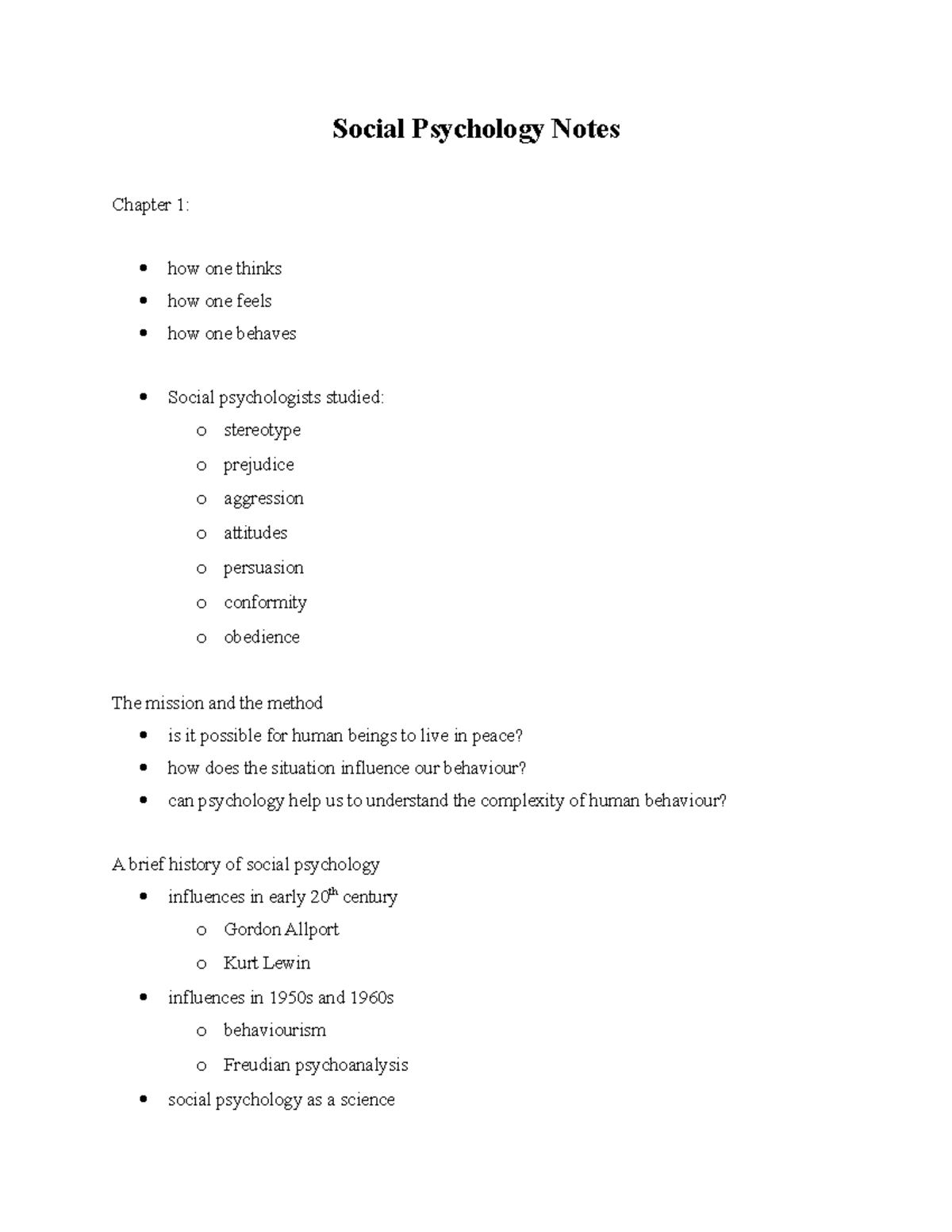 Social Psychology- Lecture notes - PSY312 - Studocu