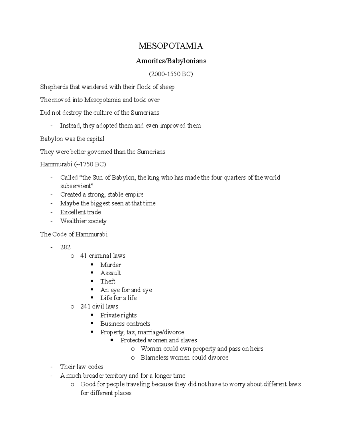 Mesopotamia - Babylonia - MESOPOTAMIA Amorites/Babylonians (2000-1550 ...
