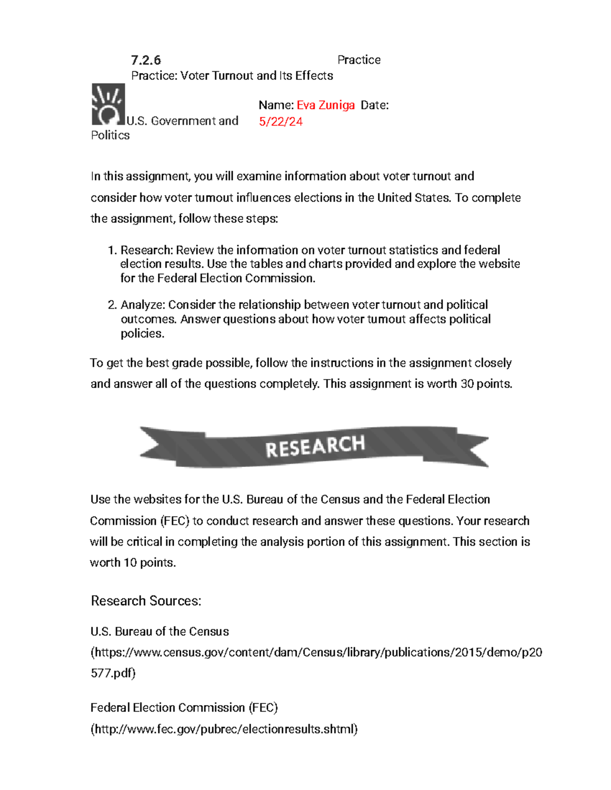 7.2.6 Practice - Voter Turnout and Its Effects (Practice)-2 - 7 ...
