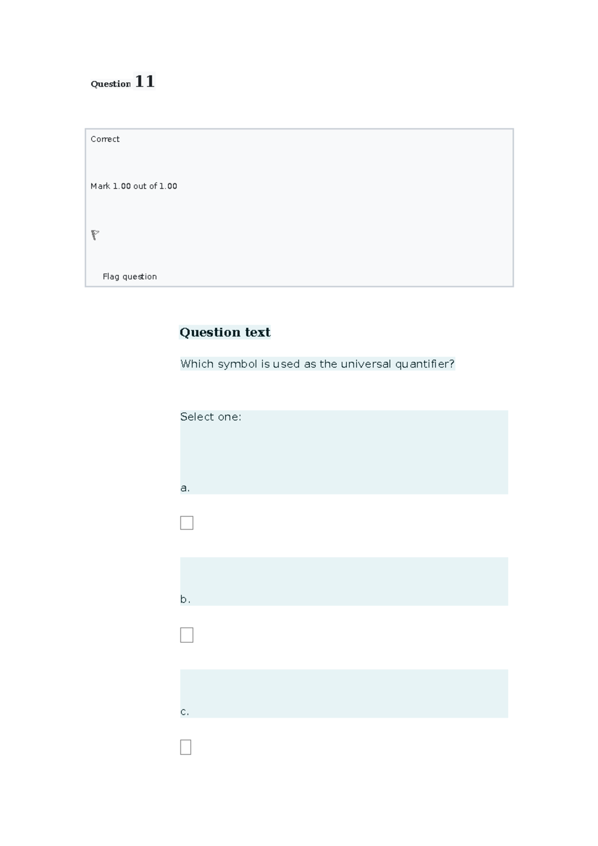 Discrete 2 Prelim 3 - Question 11 Correct Mark 1 out of 1. Flag ...