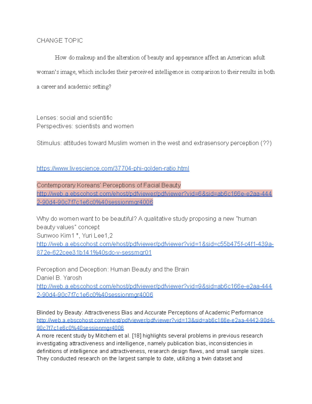 IWA research - CHANGE TOPIC How do makeup and the alteration of beauty ...