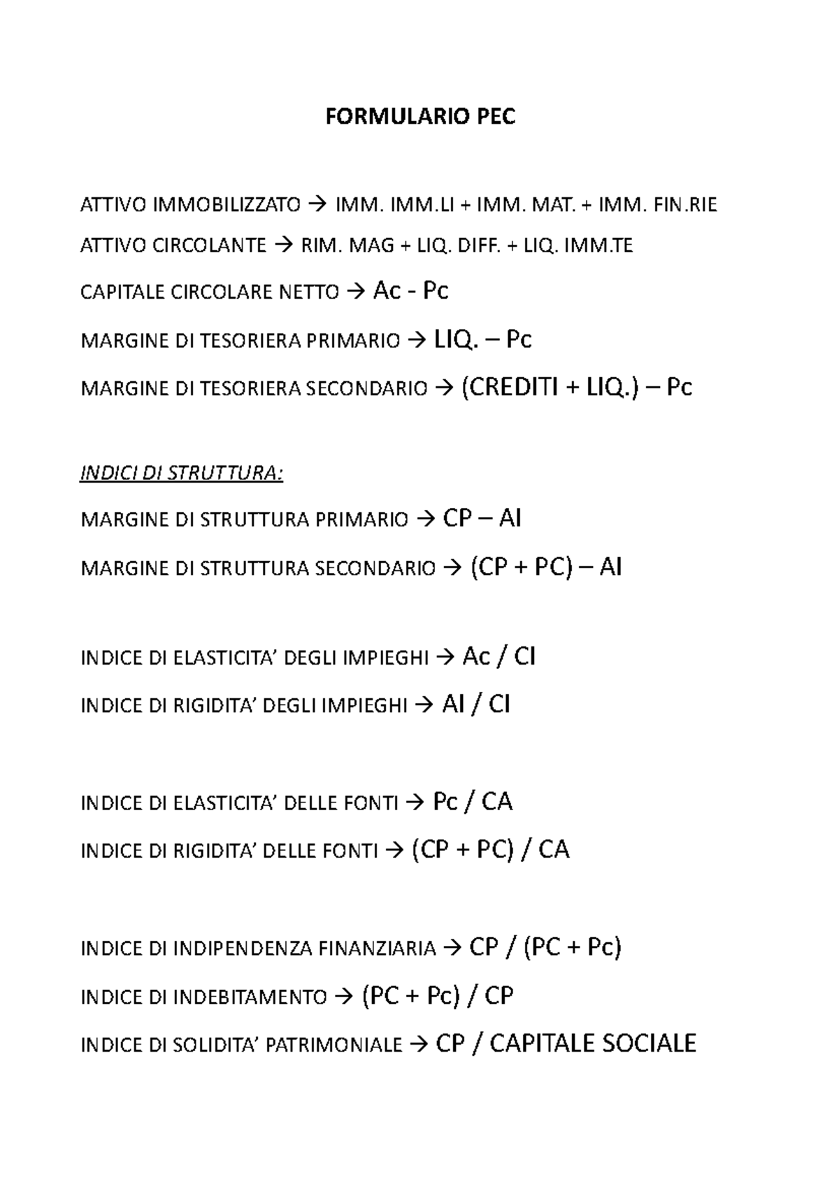 Formulario PEC - FORMULARIO PEC ATTIVO IMMOBILIZZATO IMM. IMM + IMM. MAT. + IMM. FIN ATTIVO ...