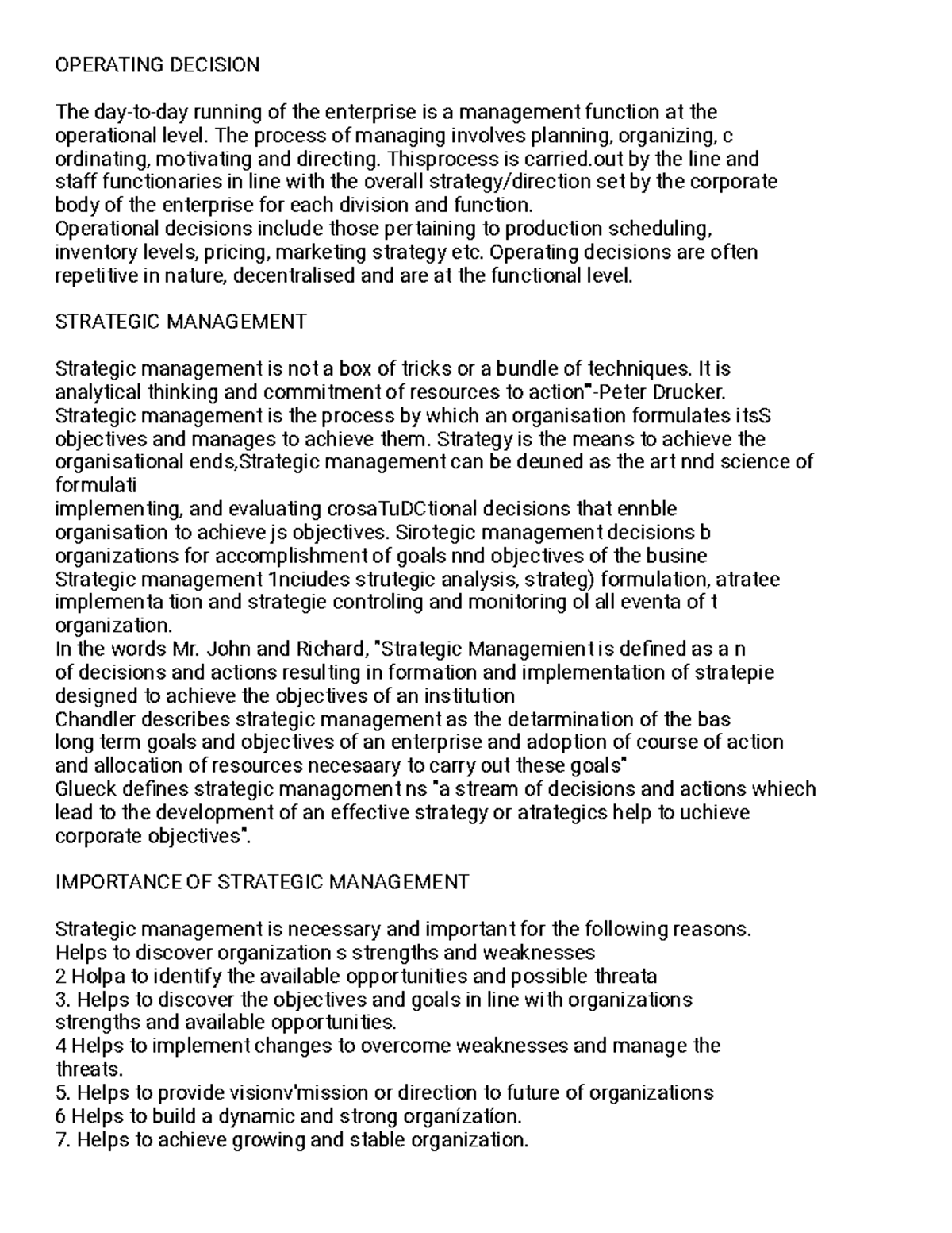 Operating decision - Its lecture notes - OPERATING DECISION The day-to ...