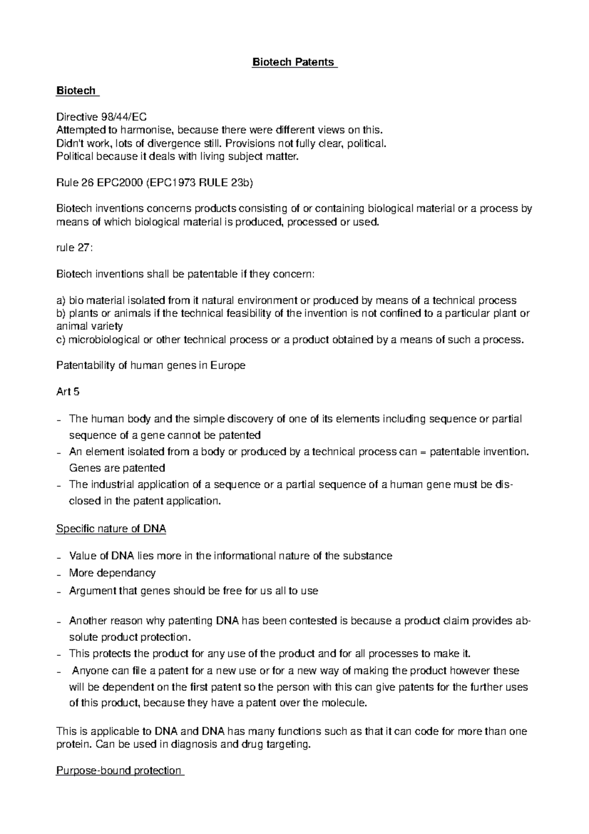 Biotech patents - Foredragsnoter 1 - Biotech Patents Biotech Directive ...