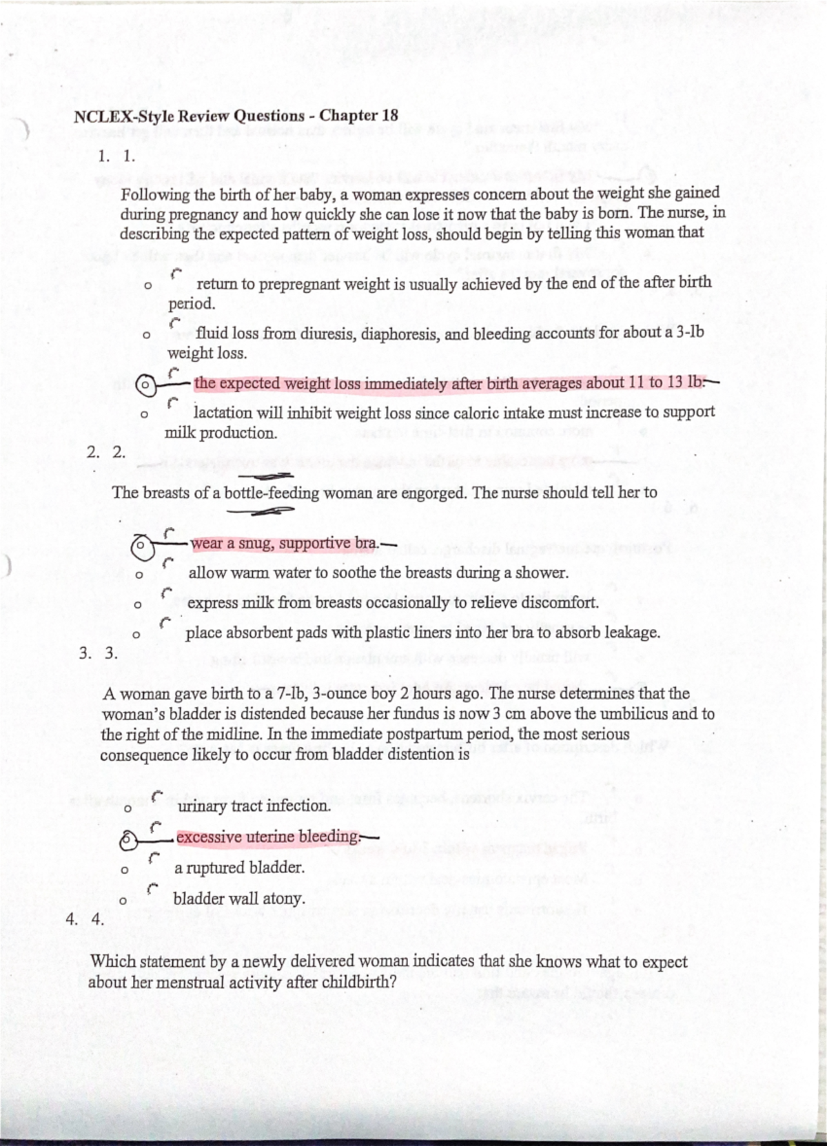 Nclex review questions ch 18-22 - Review Questions Chapter 18 1. 1 ...