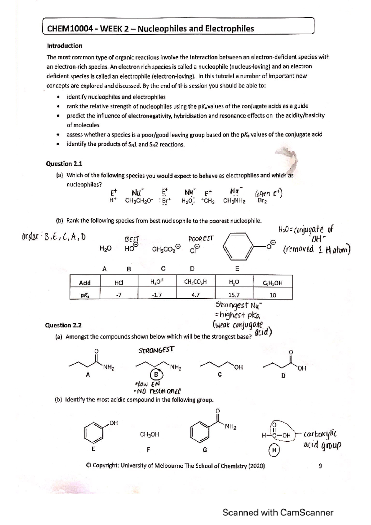 Chemistry 2: Tutorial 2 (Questions & Solutions) - CHEM10004 - Studocu