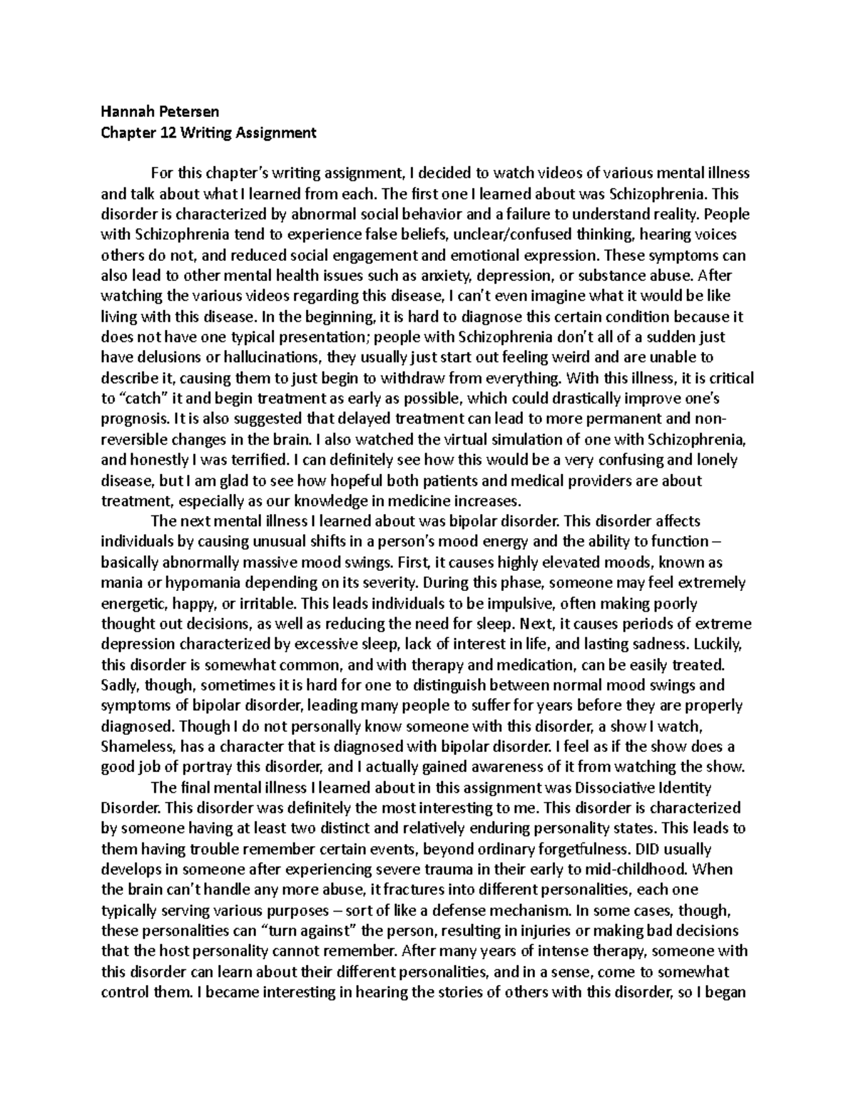Chapter 12 Writing Assignment - Hannah Petersen Chapter 12 Writing ...